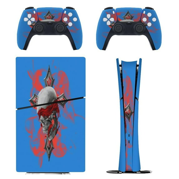 Skull, Cross, Red PS5/PS5 Slim Digital Disc Skin Sticker For Console ...