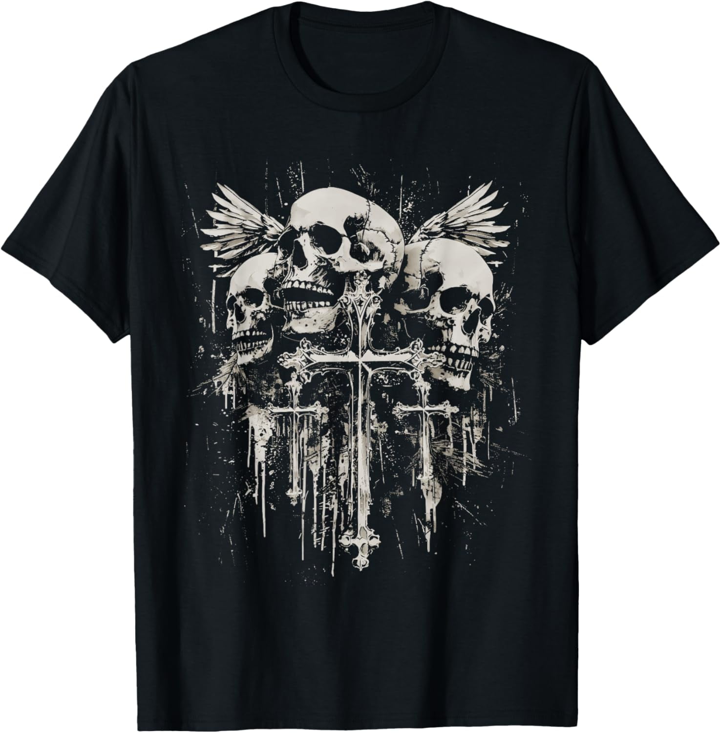Skull Cross Y2K Goth Alt Grunge Gothic Emo Aesthetic T-Shirt - Walmart.com