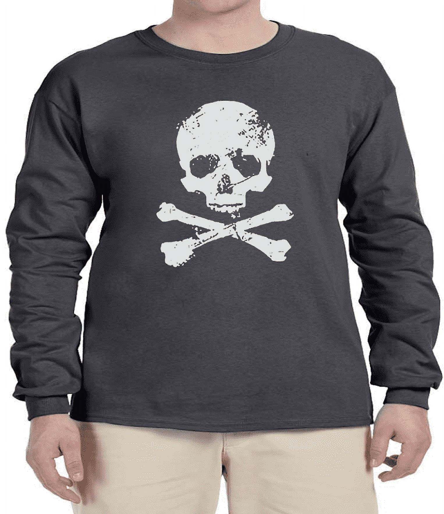 Skull Crossbones Pirate Flag T-shirt Long Sleeve Mens - Walmart.com