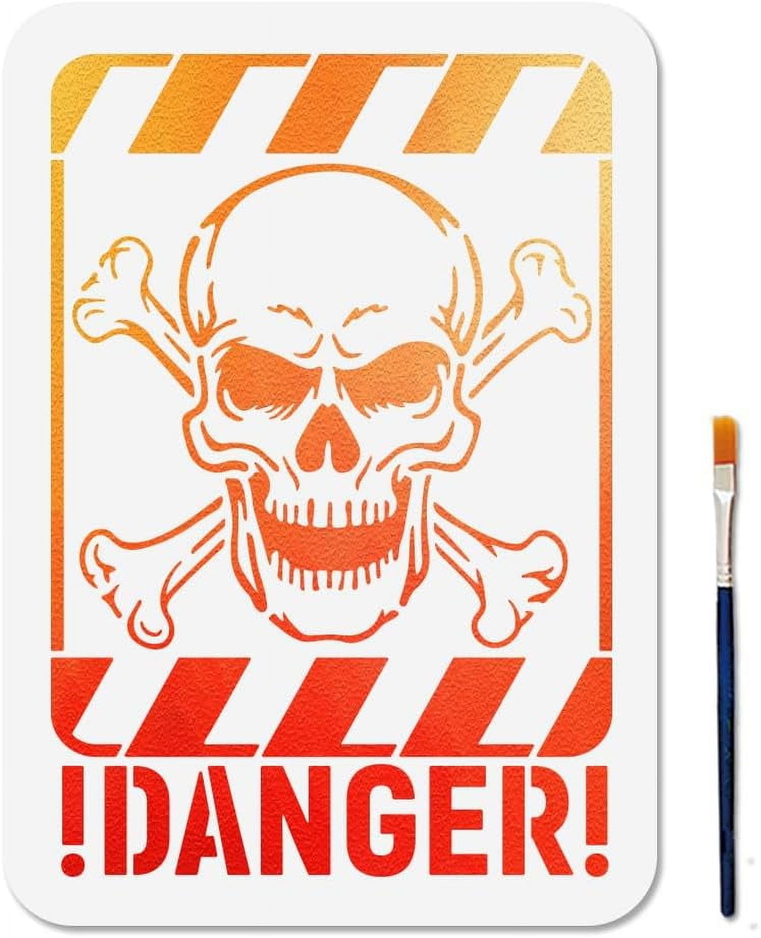 Skull Crossbones Stencil 11.7×8.3inch Warning Skeleton Stencil with ...