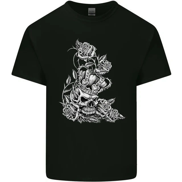 Skull Crown Biker Skull Gothic Heavy Metal Mens Womens T-Shirt ...