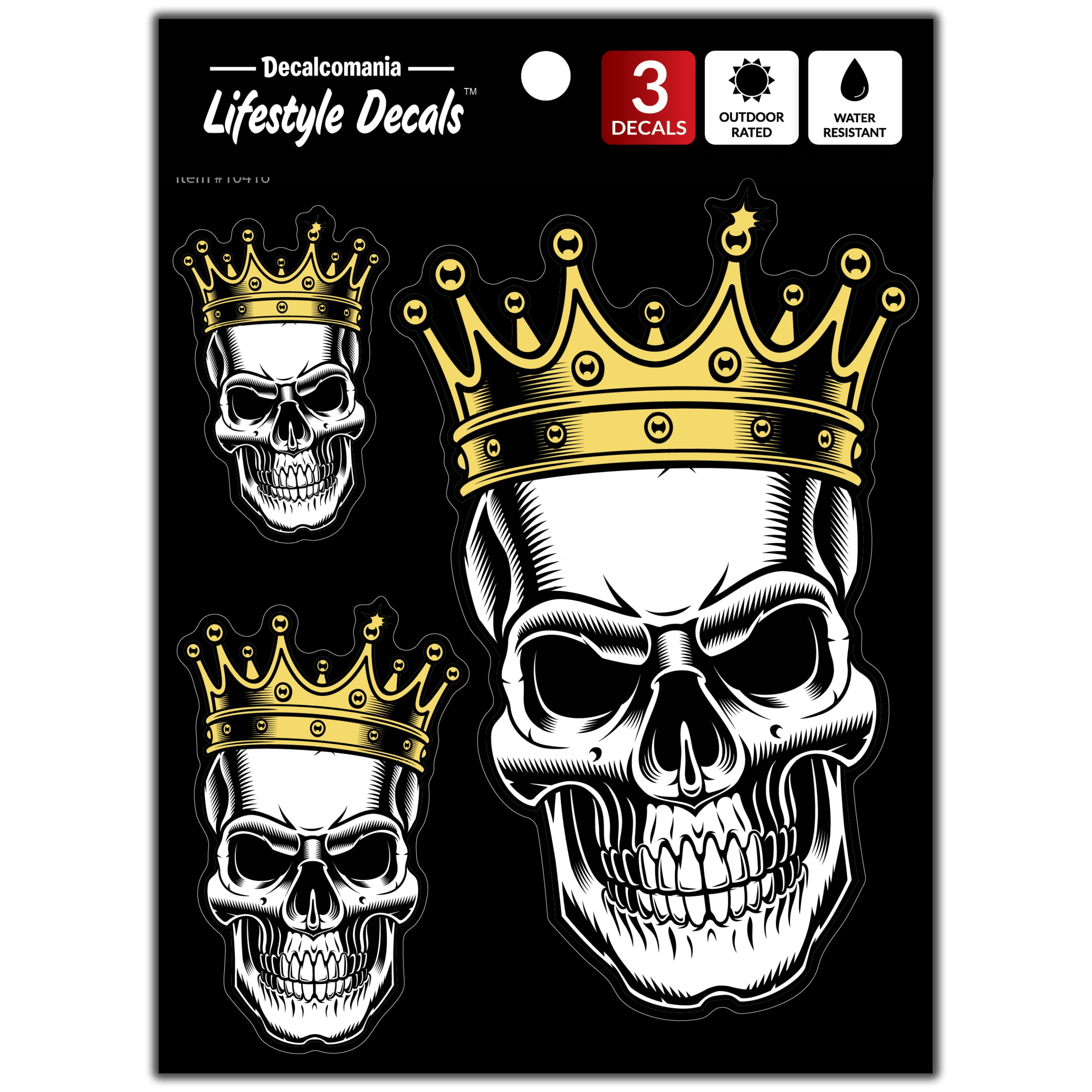Skull Crown Decals - Set of 3 Stickers for Car or Truck Window- Skull ...
