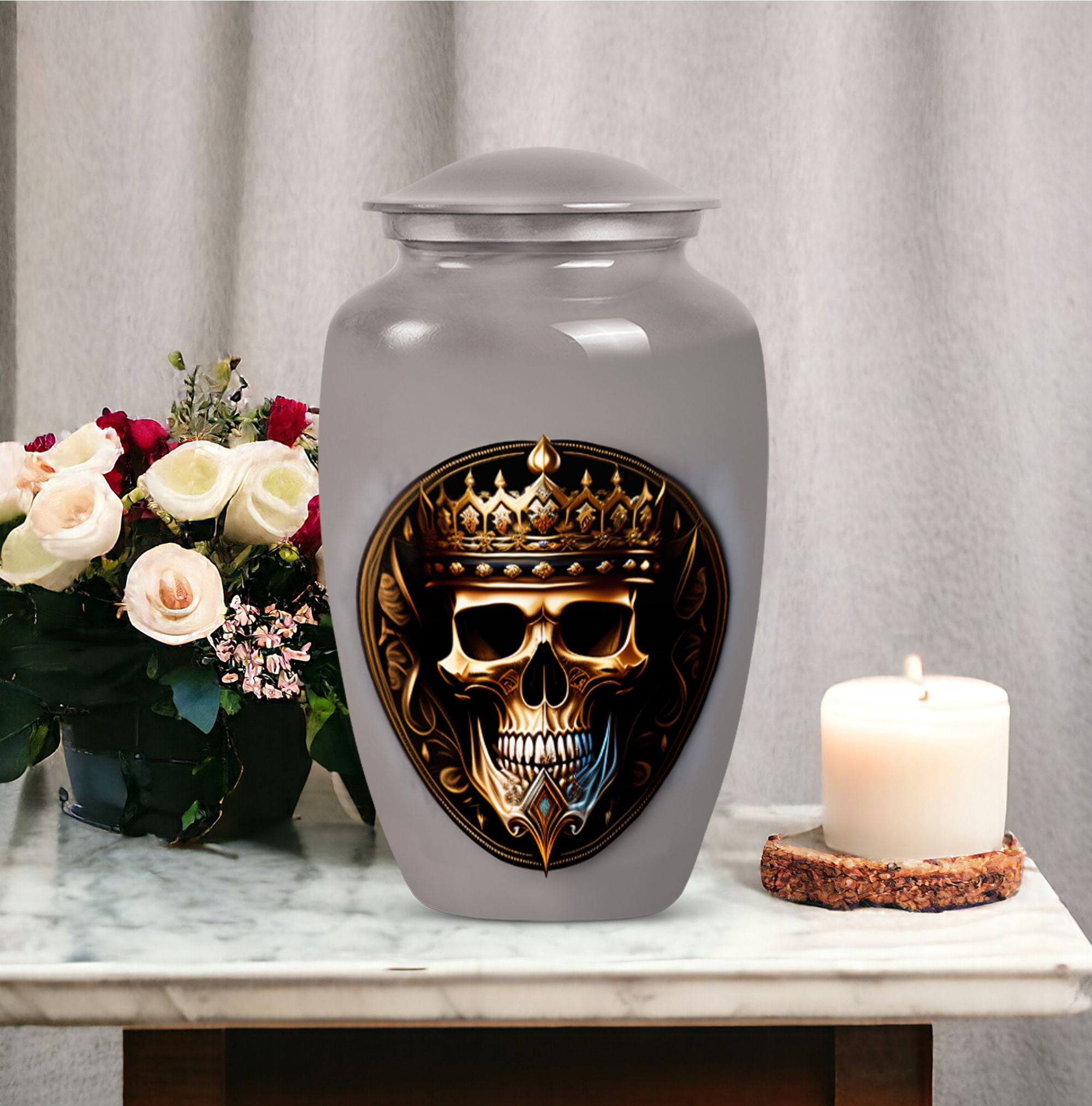 Skull With Crown Large Urn For Human Ashes - Urns For Ashes Adult ...