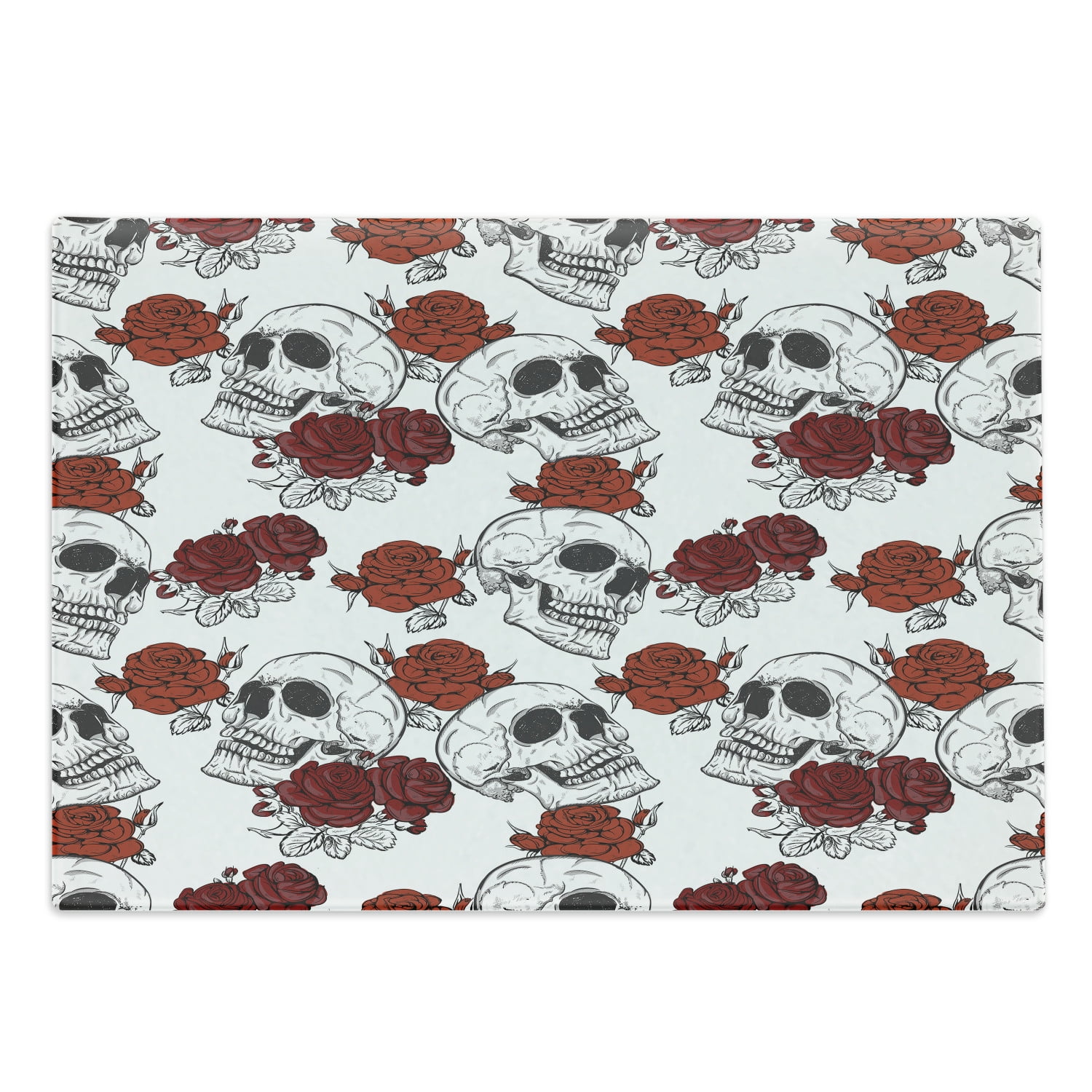 Skull Cutting Board, Retro Gothic Dead Head Skeleton with Roses ...