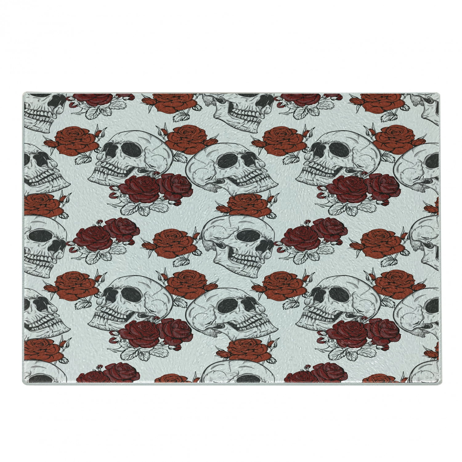 Skull Cutting Board, Retro Gothic Dead Head Skeleton with Roses ...