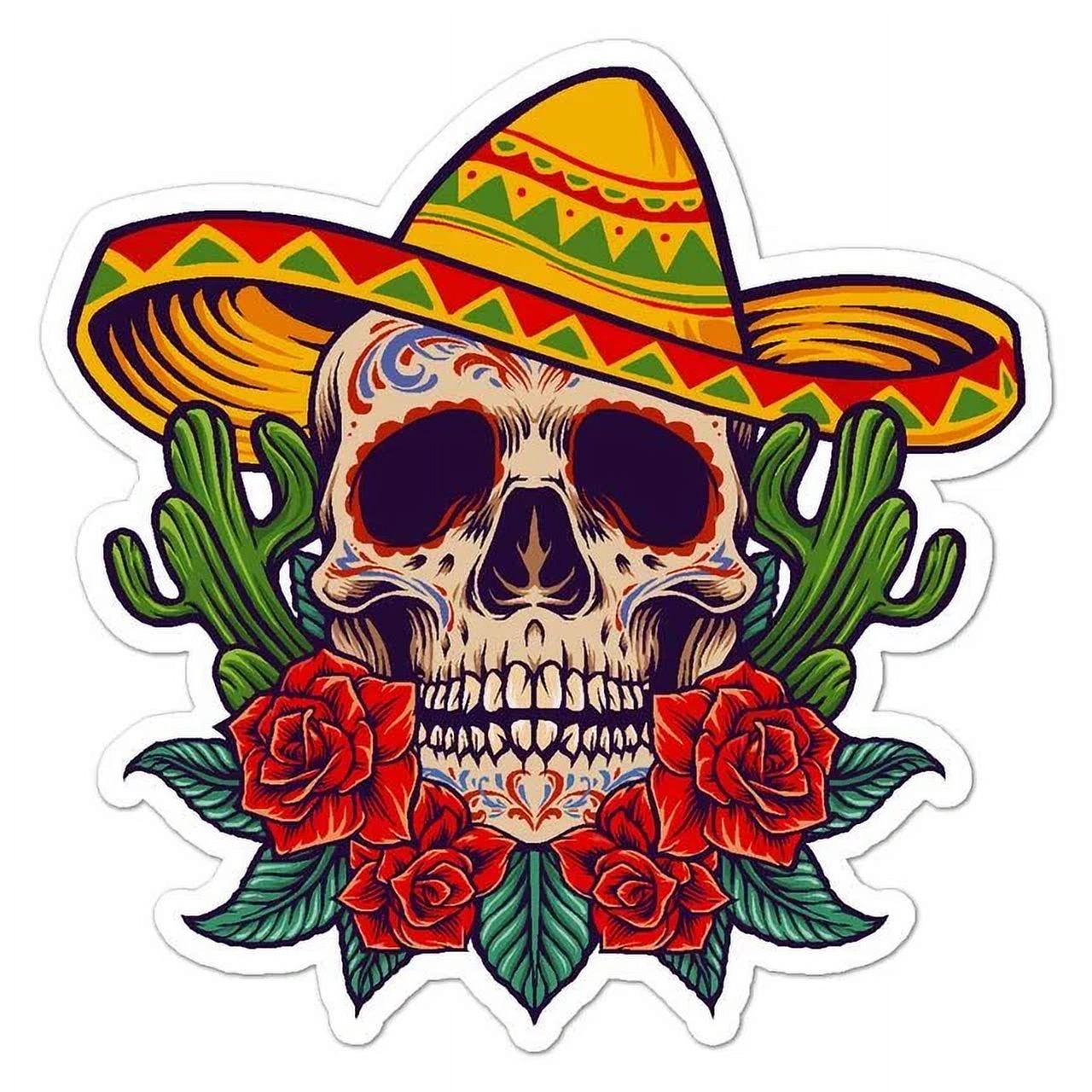Skull Day Of The Dead Sticker Indoor Outdoor Phone Decal Water Bottle ...