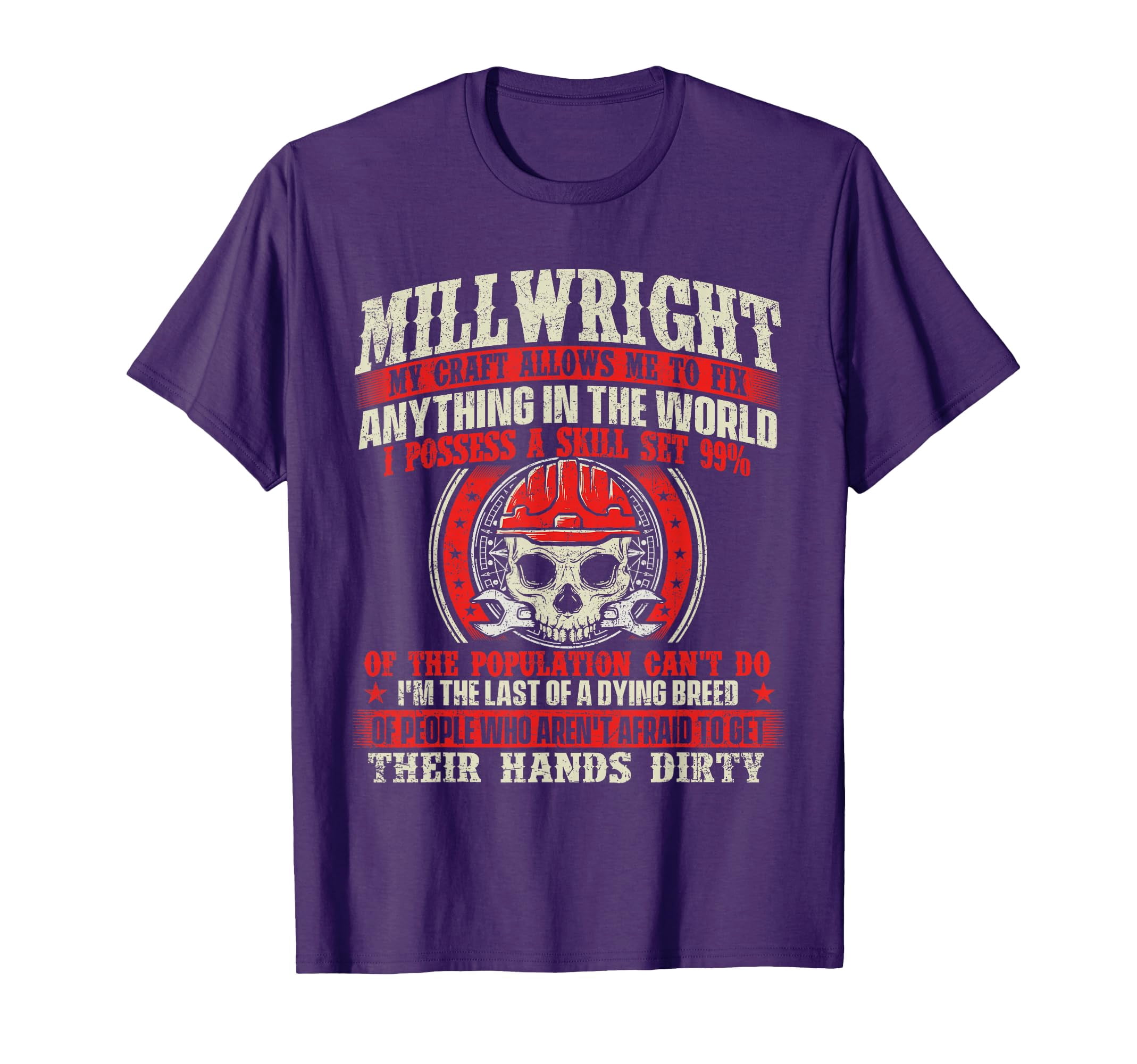 Skull Design Millwright T-Shirt - Perfect for Craftsmanship and Skill ...
