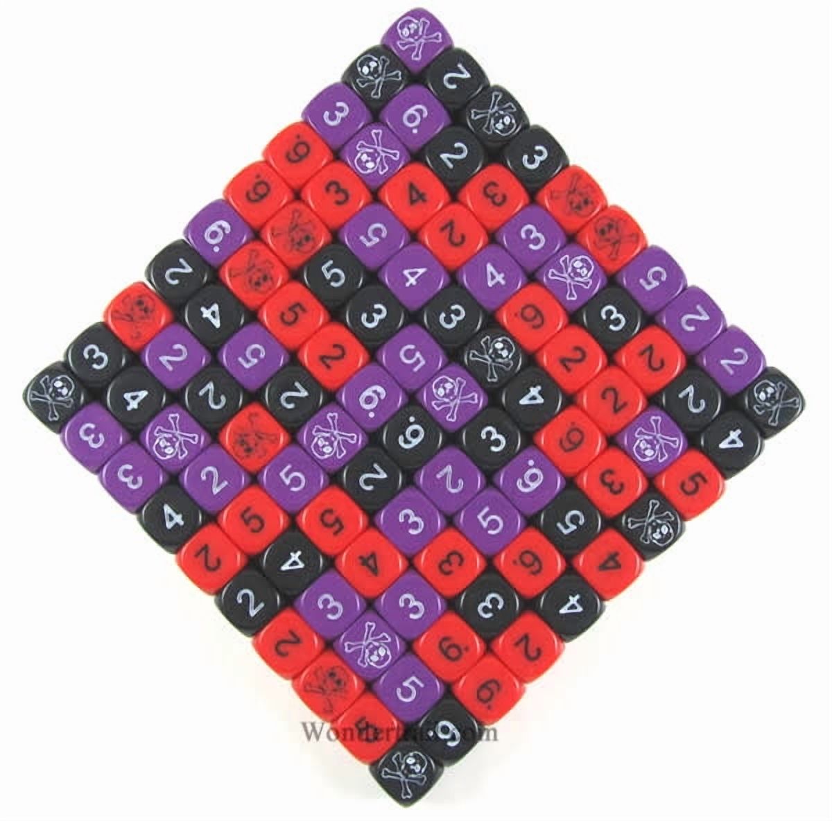 Skull Dice D6 16mm (5/8in) Bulk Pack of 100 Dice with Standard Size ...