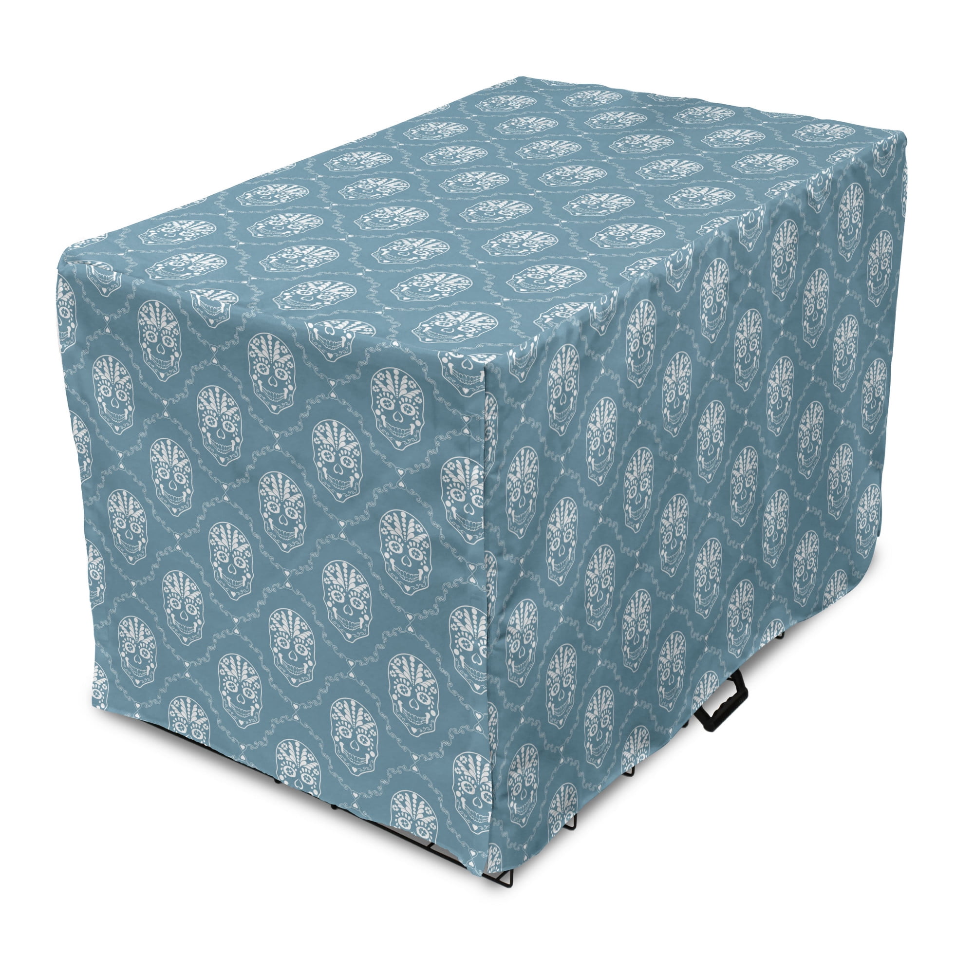 Skull Dog Crate Cover, Smiling Mexican Sugar Skull Calavera Art Along ...