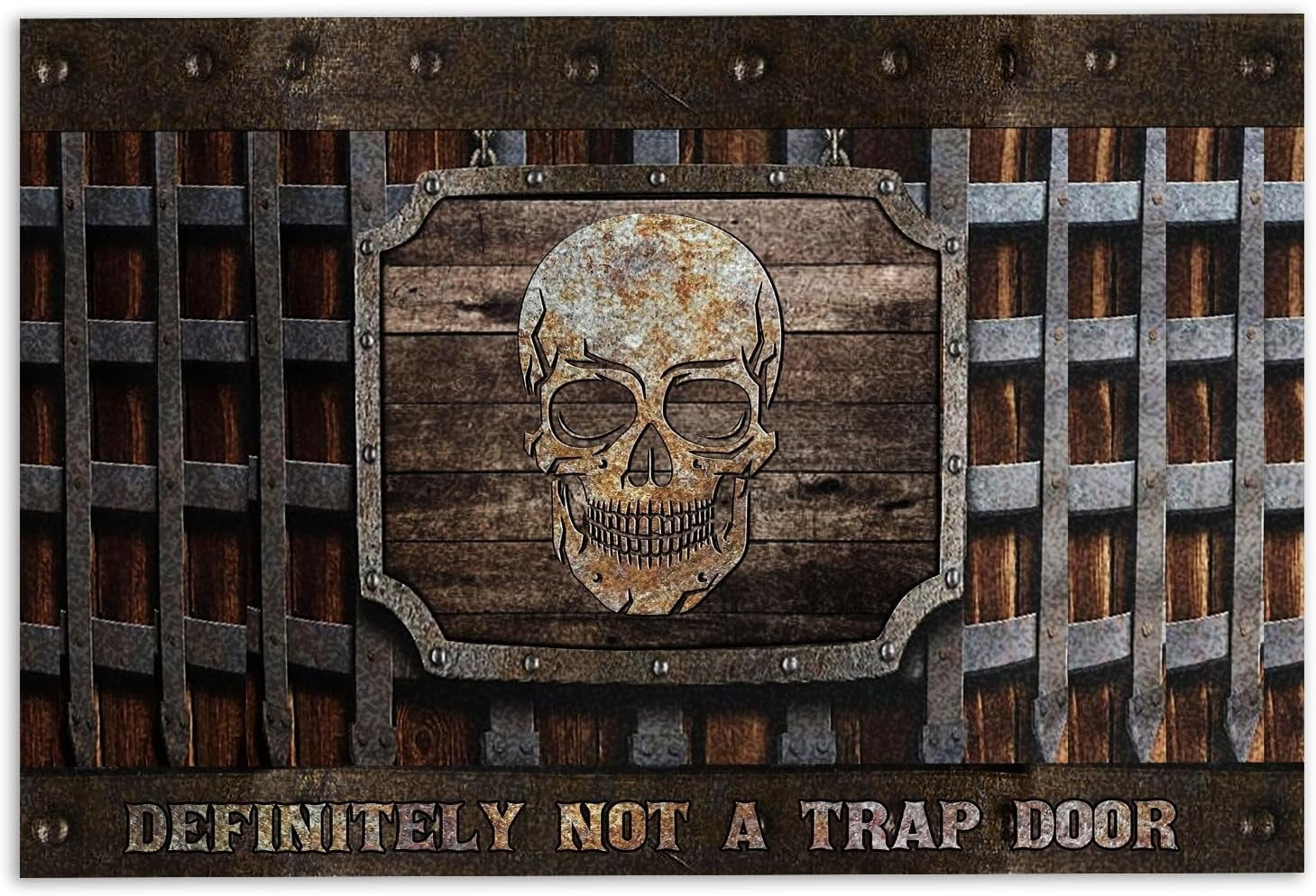 Skull Door Mat Skull Skeleton Definitely not a Trap Door Metal Hatch ...