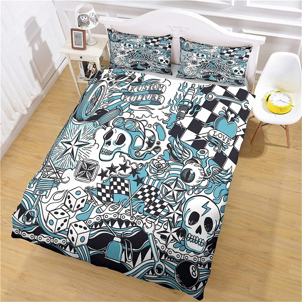 Skull Duvet Cover Set,Bedding Set for Kids and Adult, Home Decor, Full ...
