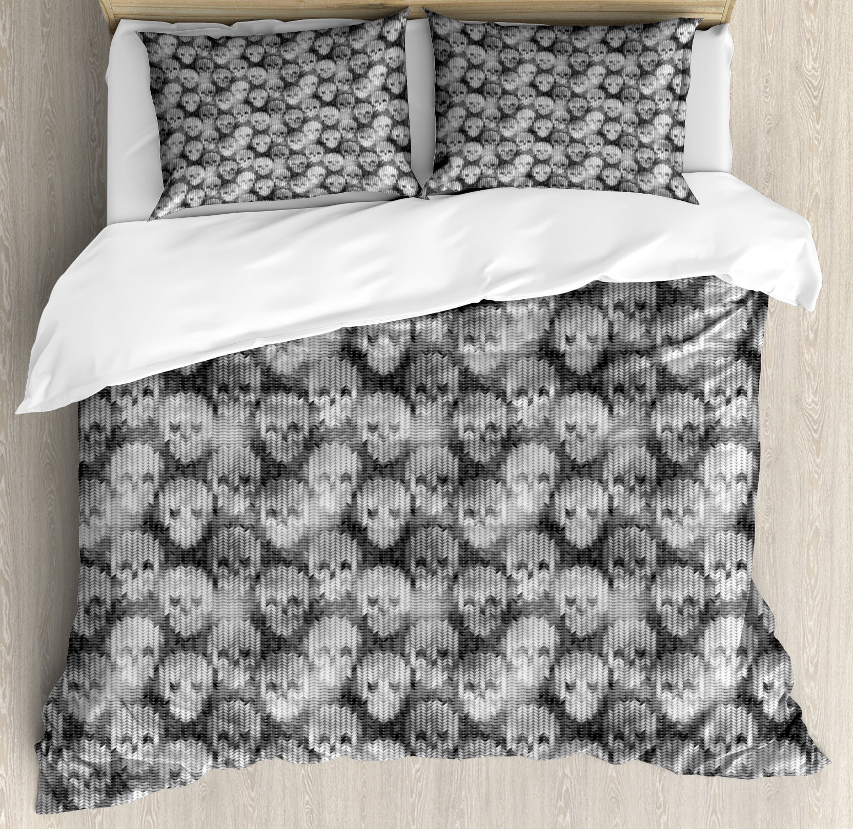 Skull Duvet Cover Sets, Knitting Chevron Texture with Brainpan Head ...