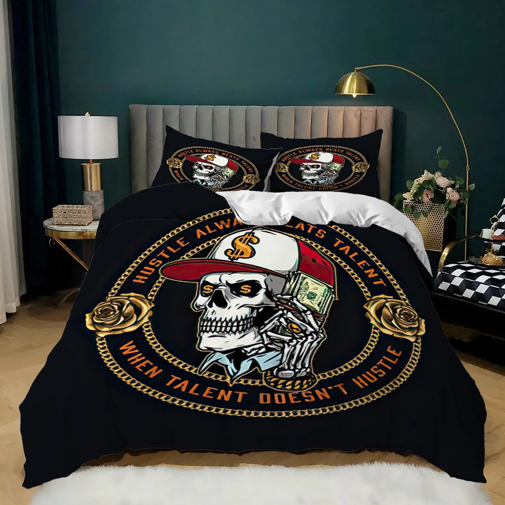 Skull Duvet Cover Size Gothic Skeleton Bedding Set Rose Flower ...