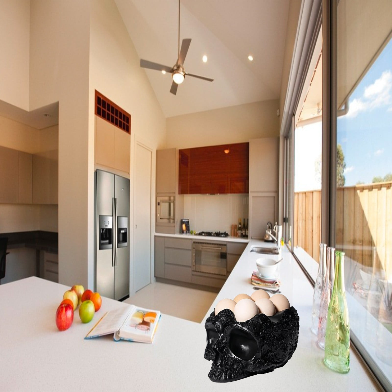 Skull Egg Dispenser,Gothic Skull Resin Ornament,Sturdy Stand,Kitchen ...