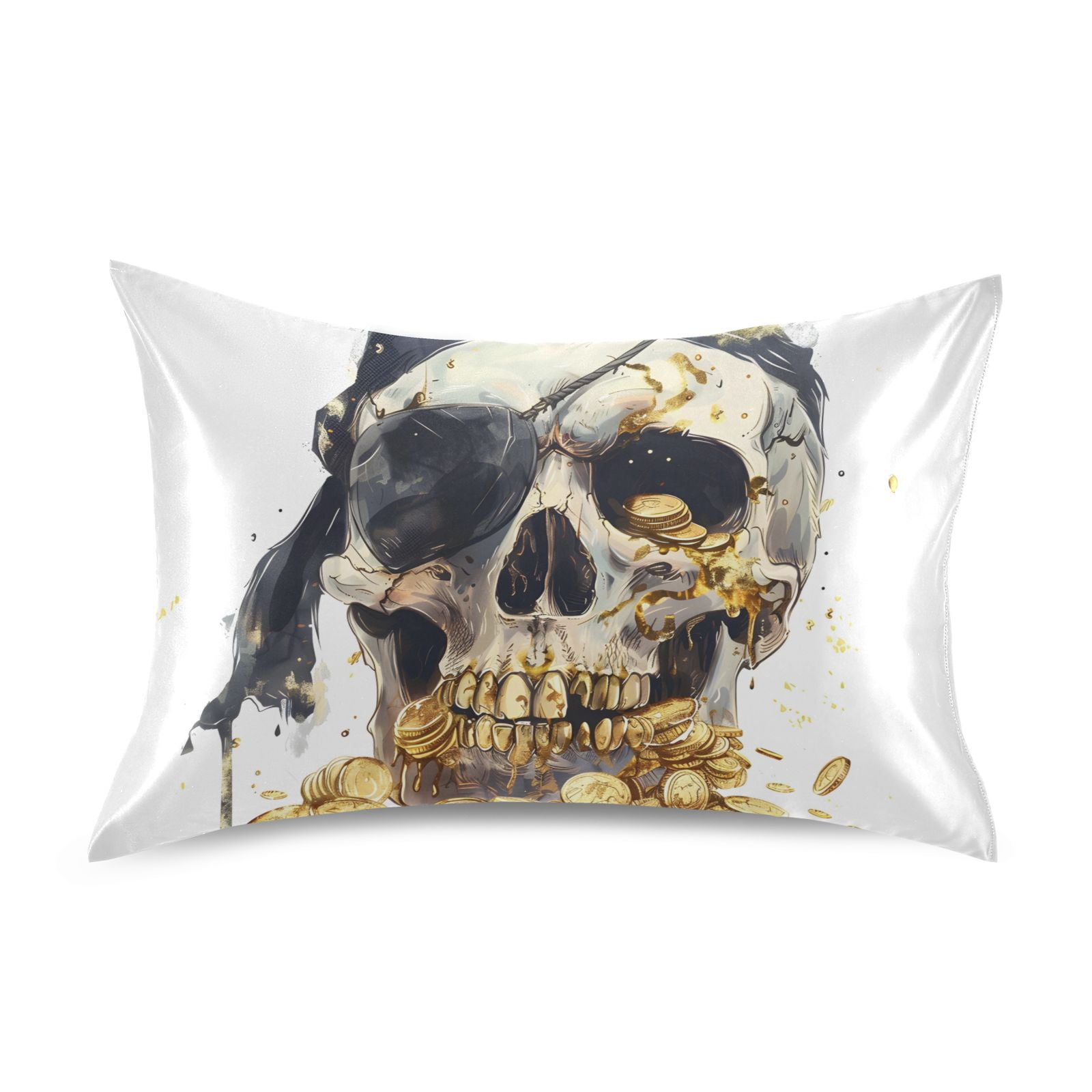 Skull Eye Patch Gold Coins Pillowcases Soft Satin Pillow Covers ...