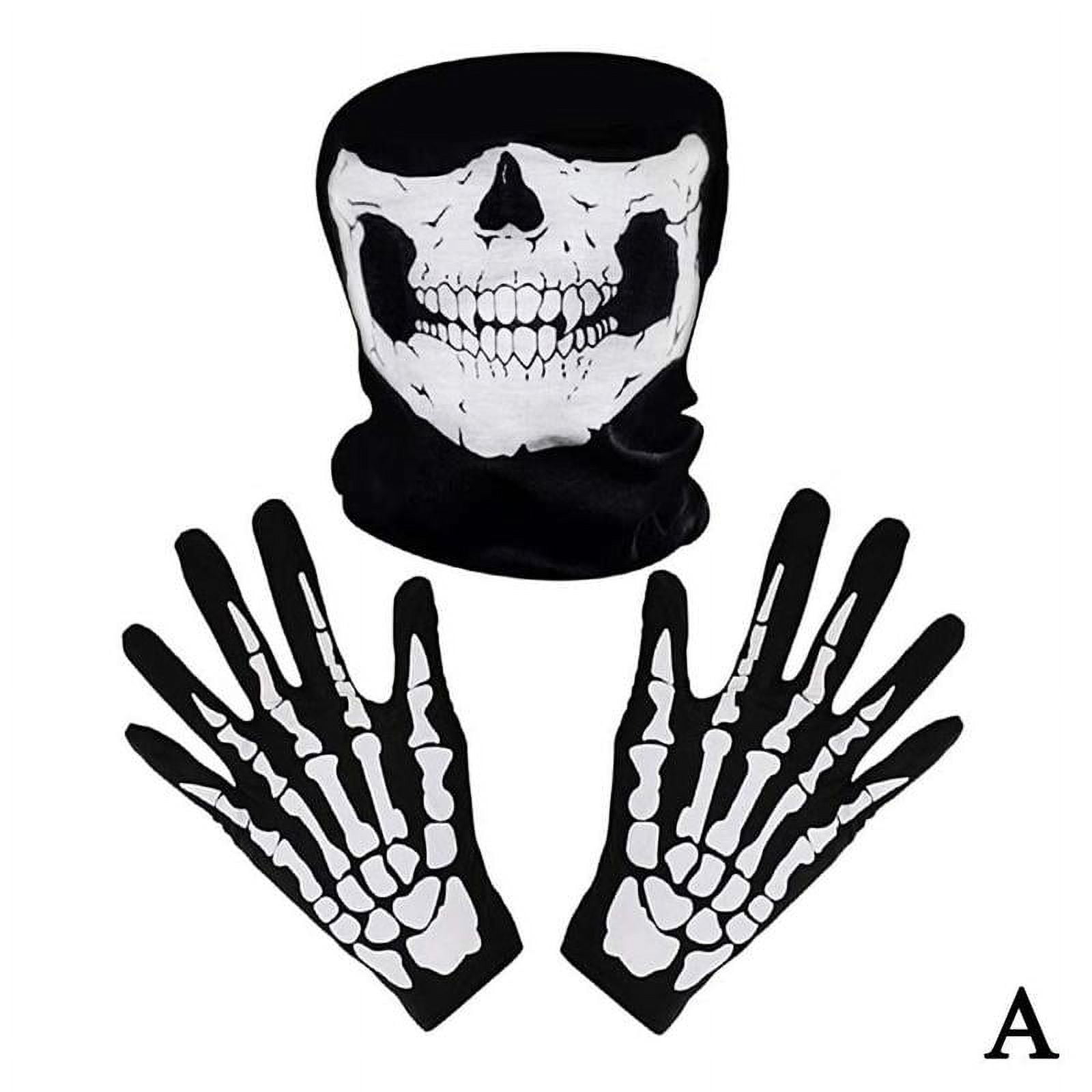 Skull Face Cover Skeleton Neck Scarf Tube Snood Gloves Ski Motorcycle ...