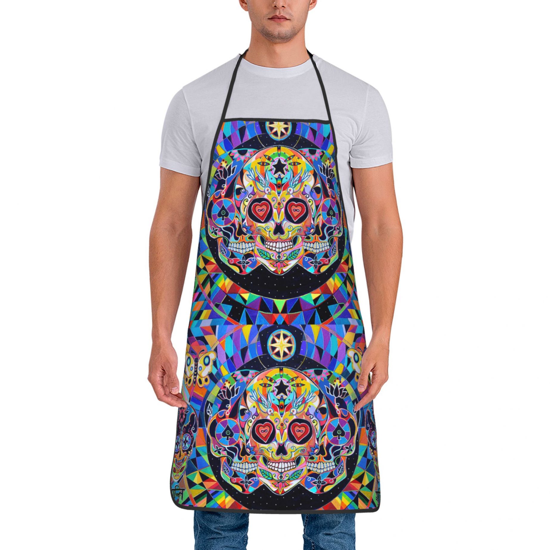 Skull Face Graph Aprons for Women Men Waterproof Apron Kitchen Chef ...