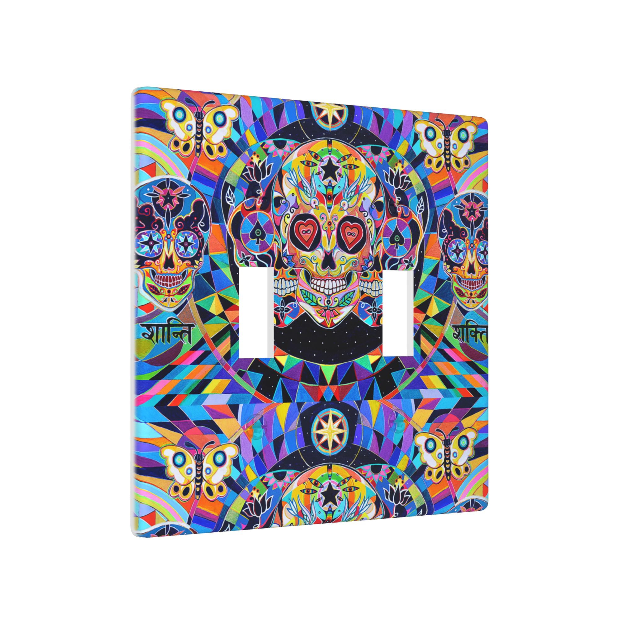 Skull Face Graph Double Toggle Light Switch Plate Decorative Wall Plate Cover Electrical ...