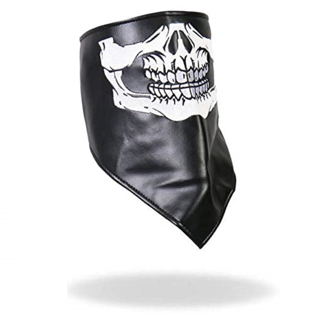 Skull Face Mask & Neck Warmer - Fleece Lined, Soft Leather, Biker Style ...