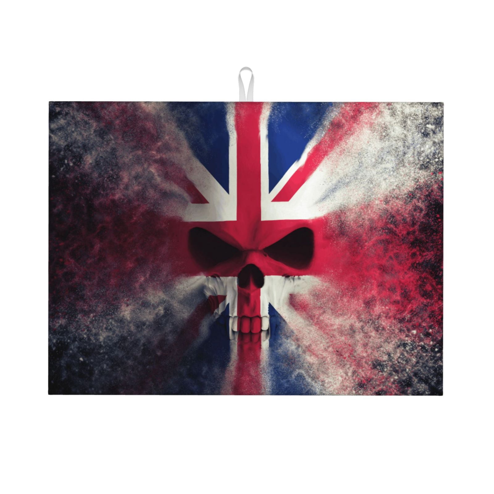 Skull Face Union Jack Uk Flag Large Kitchen Drying Mat 18x24 Inch Ultra ...