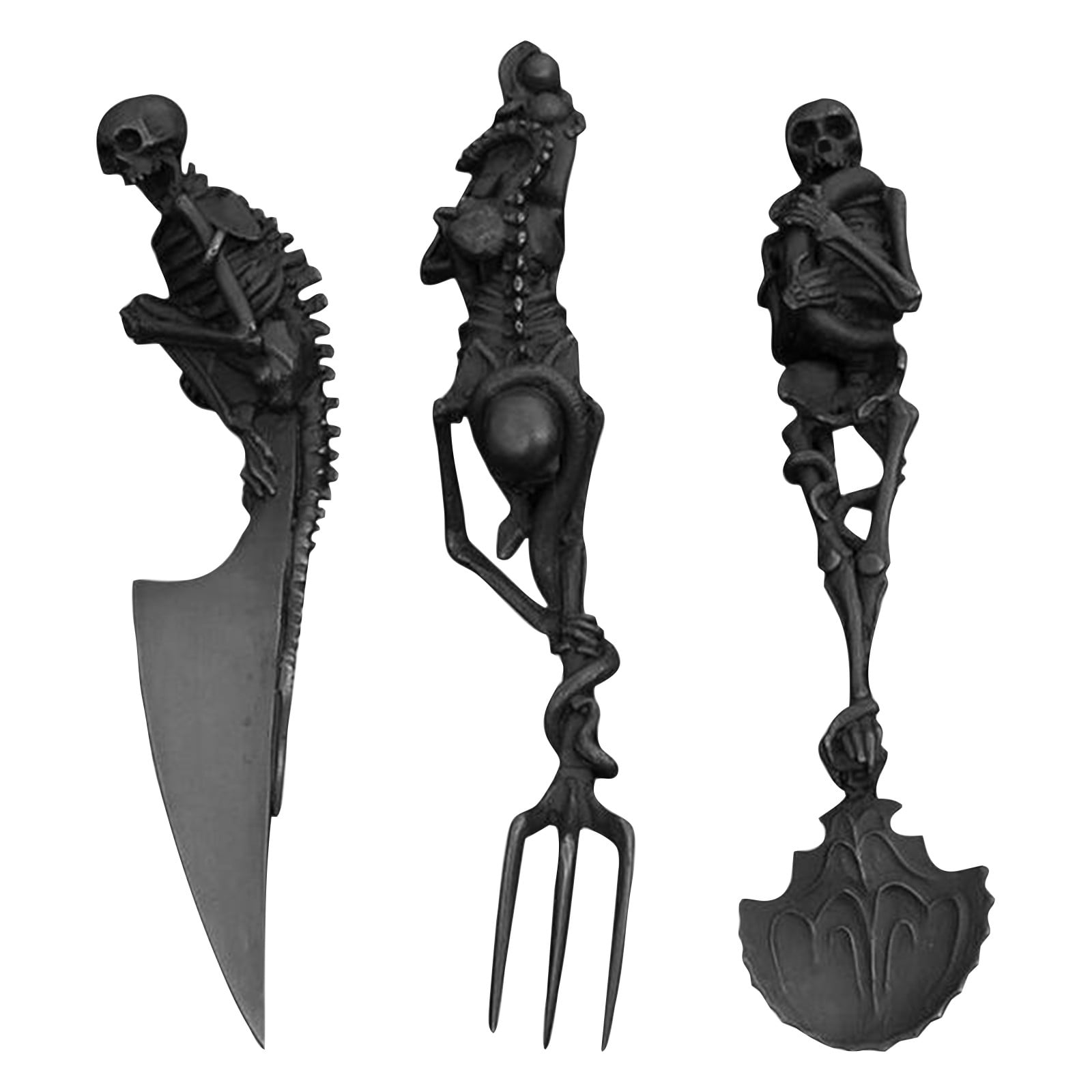 Skull Flatware Set - 3 Piece Stainless Steel Cutlery w/ Knife Fork ...