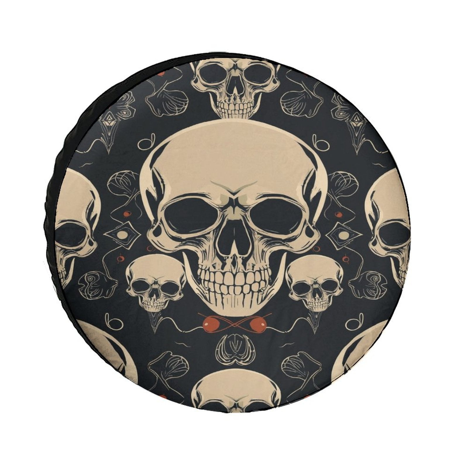 Skull Floral Seamless Pattern Spare Tire Cover Weatherproof Wheel ...