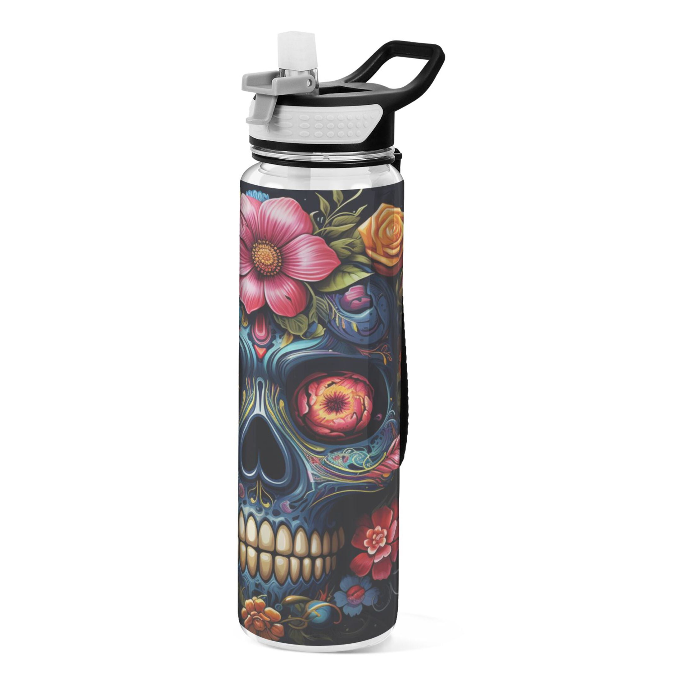 Skull Flower Eyes Colorful 32oz Sports Water Bottles Leakproof Tritan ...