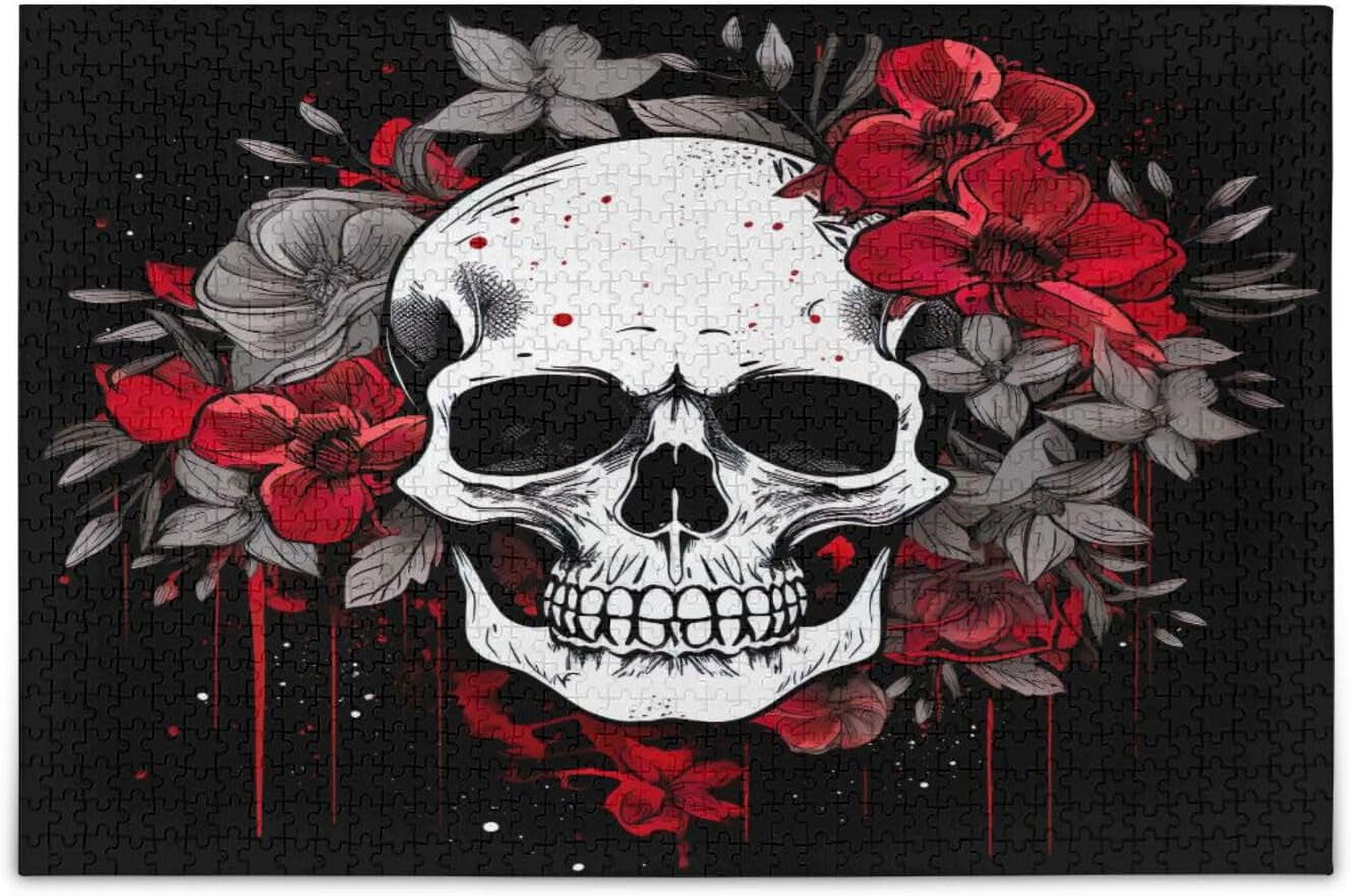 Skull Flower Jigsaw Puzzles for Adults 1000 Pieces, Decompression ...