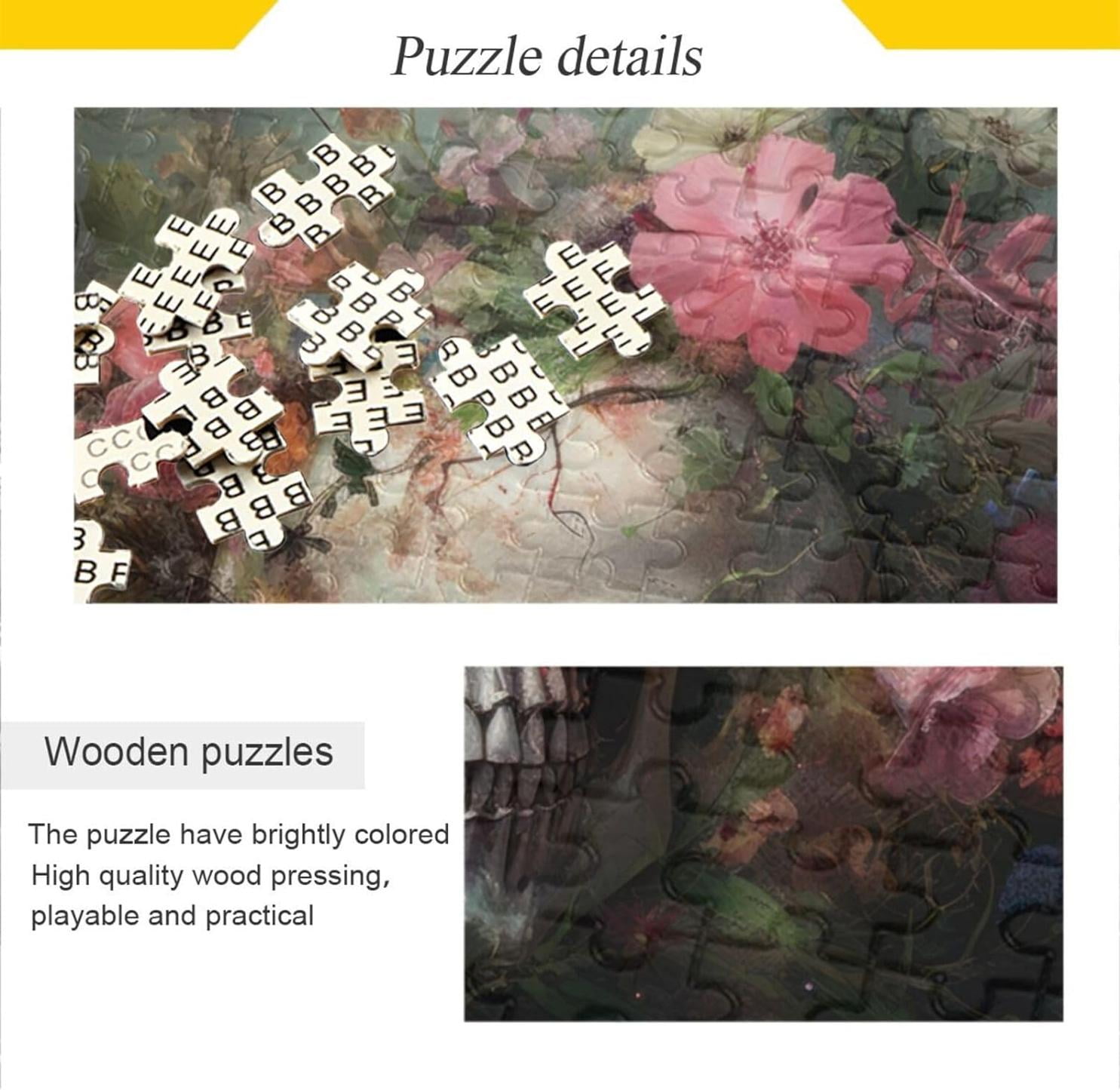 Skull Flowers Art Jigsaw Puzzle, 1000 Pieces Paper Wood Composite ...