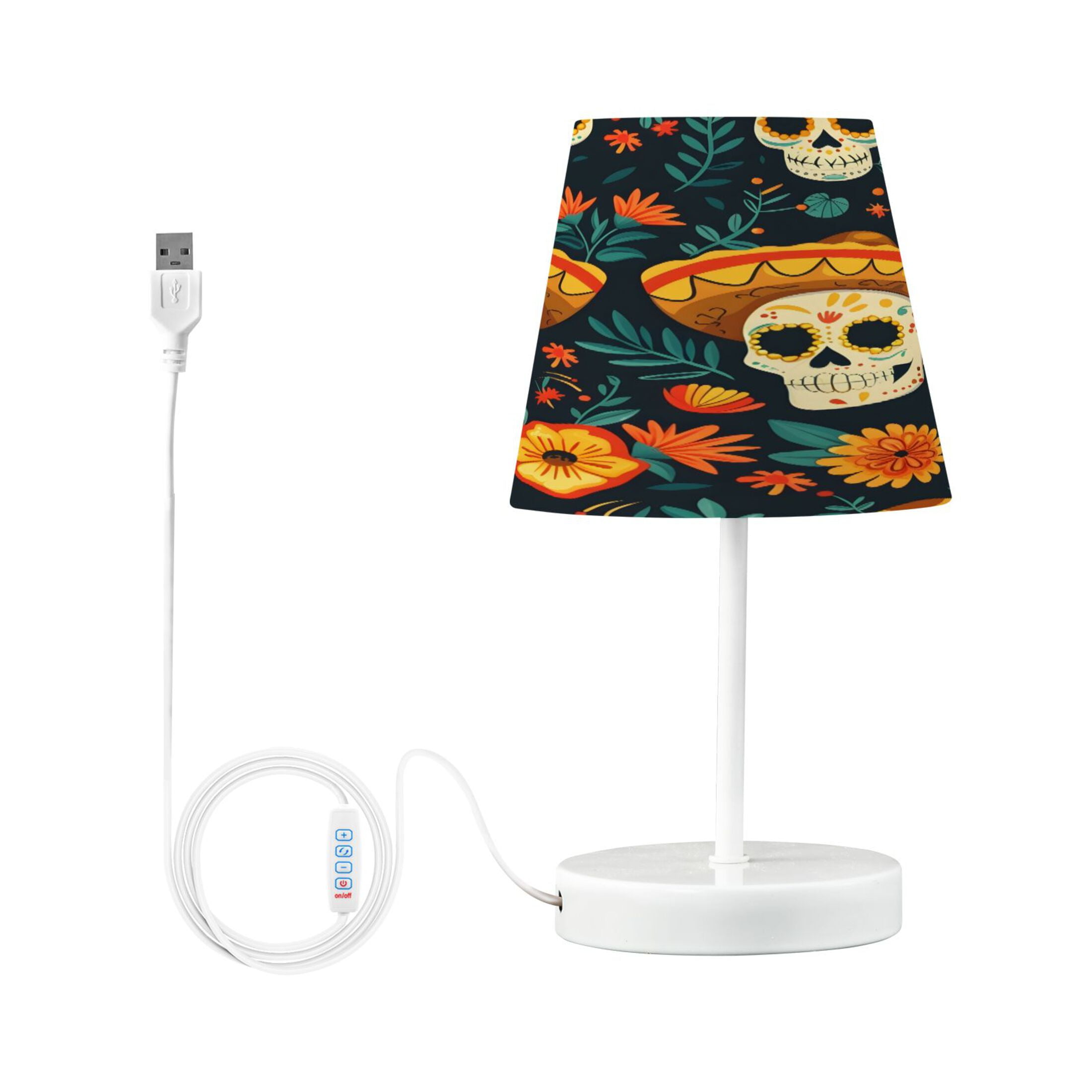Skull Flowers Plants Desk Lamp LED Table Nightstand Lamps with 3 Color ...