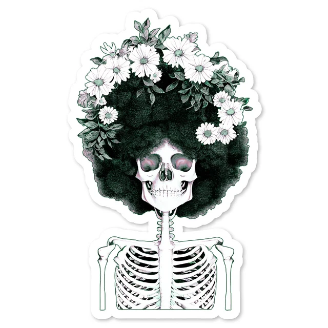 Skull Flowers Sticker, Scrapbook, Water Bottle, Laptop ...