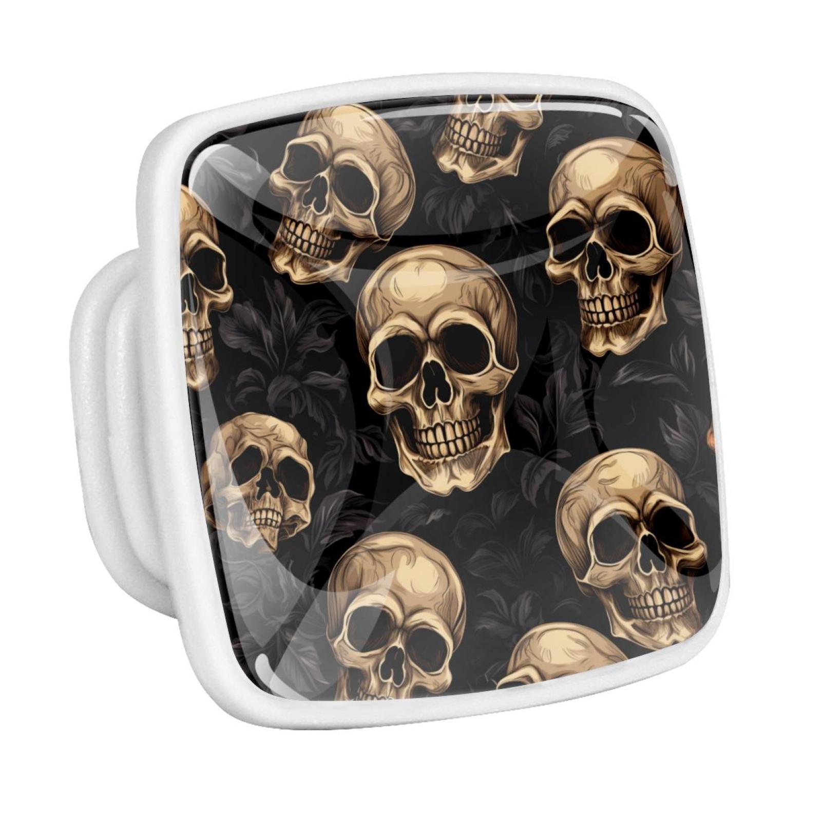 Skull Fluorescent Drawer Pulls with Screws Square 4-Pack Glow Dark ...