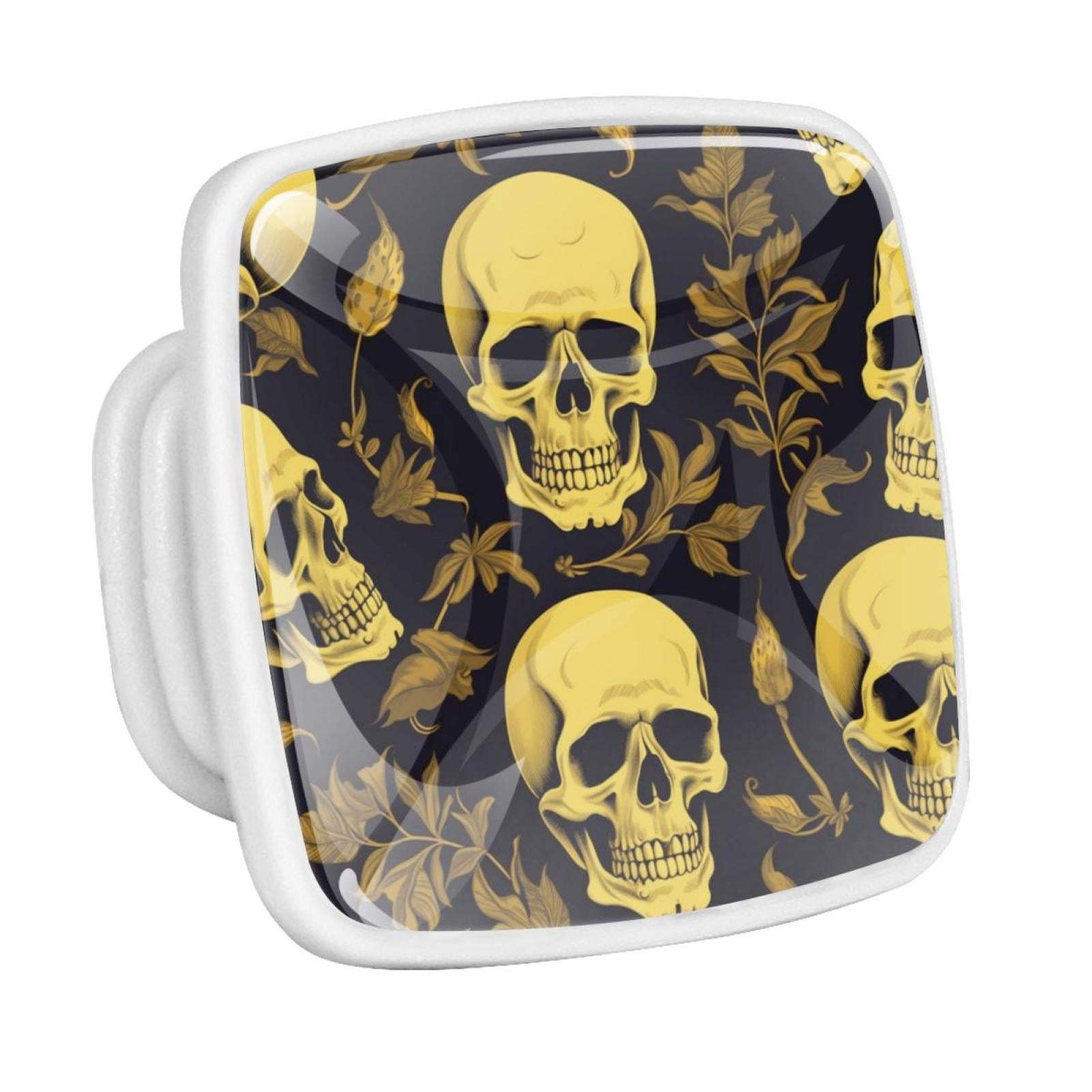 Skull Fluorescent Drawer Pulls with Screws Square 4-Pack Glow Dark ...