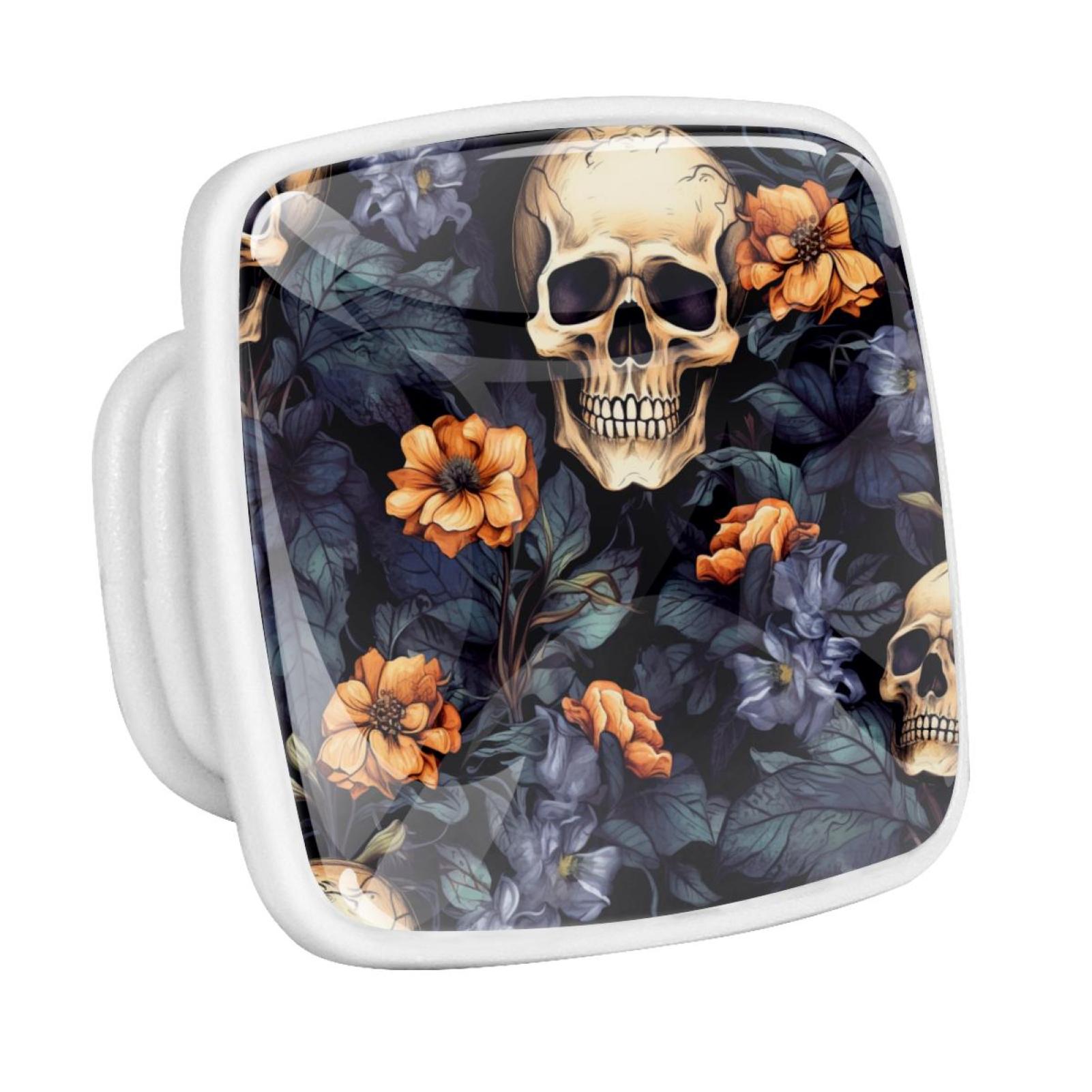 Skull Fluorescent Drawer Pulls with Screws Square 4-Pack Glow Dark ...