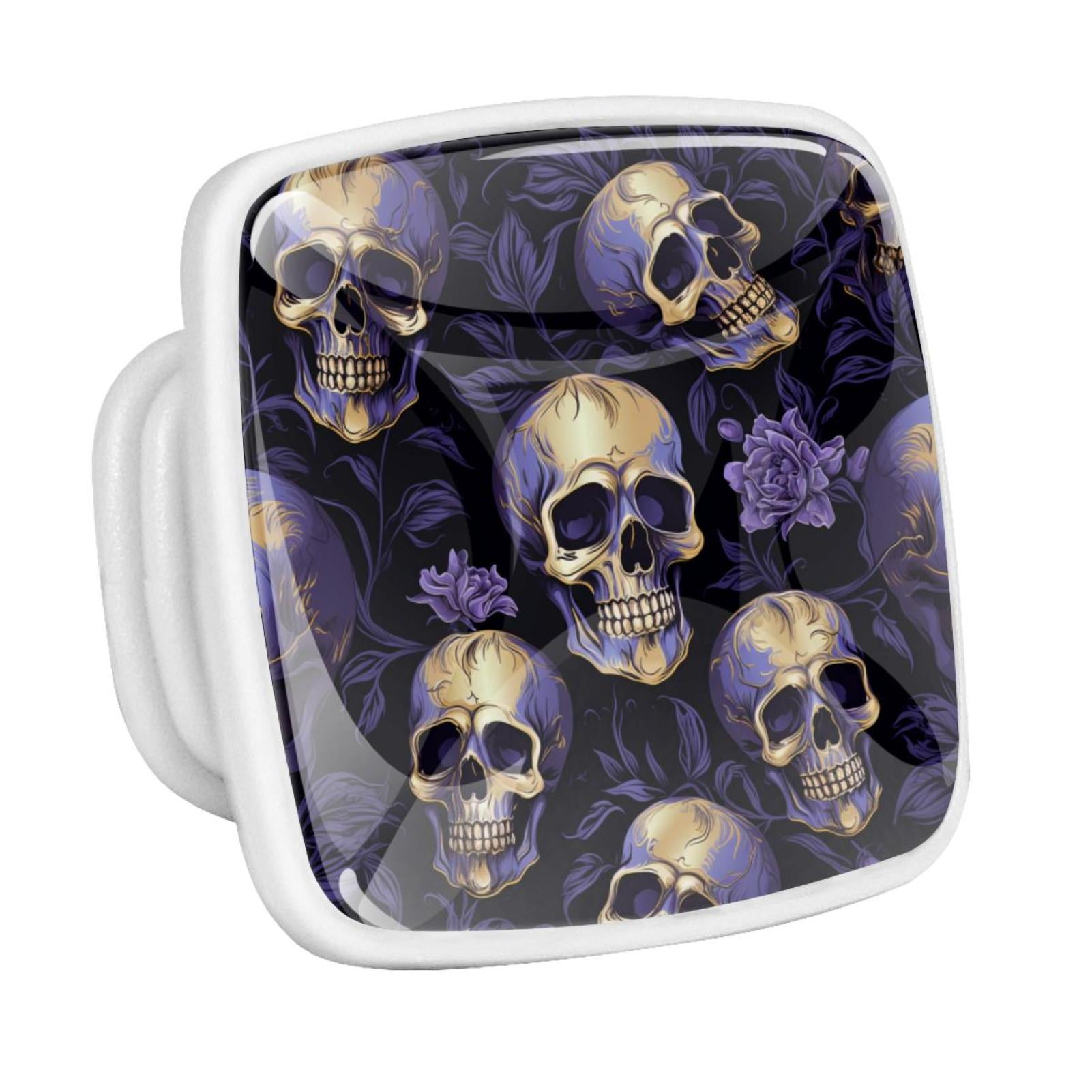 Skull Fluorescent Drawer Pulls with Screws Square 4-Pack Glow Dark ...