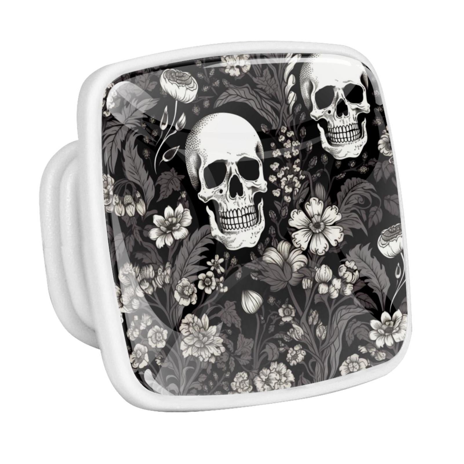 Skull Fluorescent Drawer Pulls with Screws Square 4-Pack Glow Dark ...