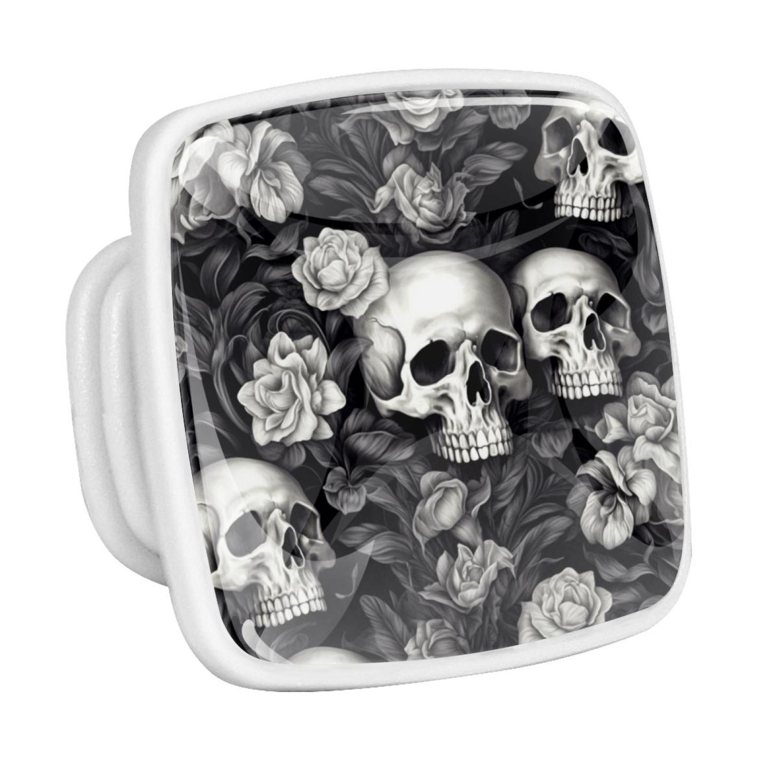 Skull Fluorescent Drawer Pulls with Screws Square 4-Pack Glow Dark ...