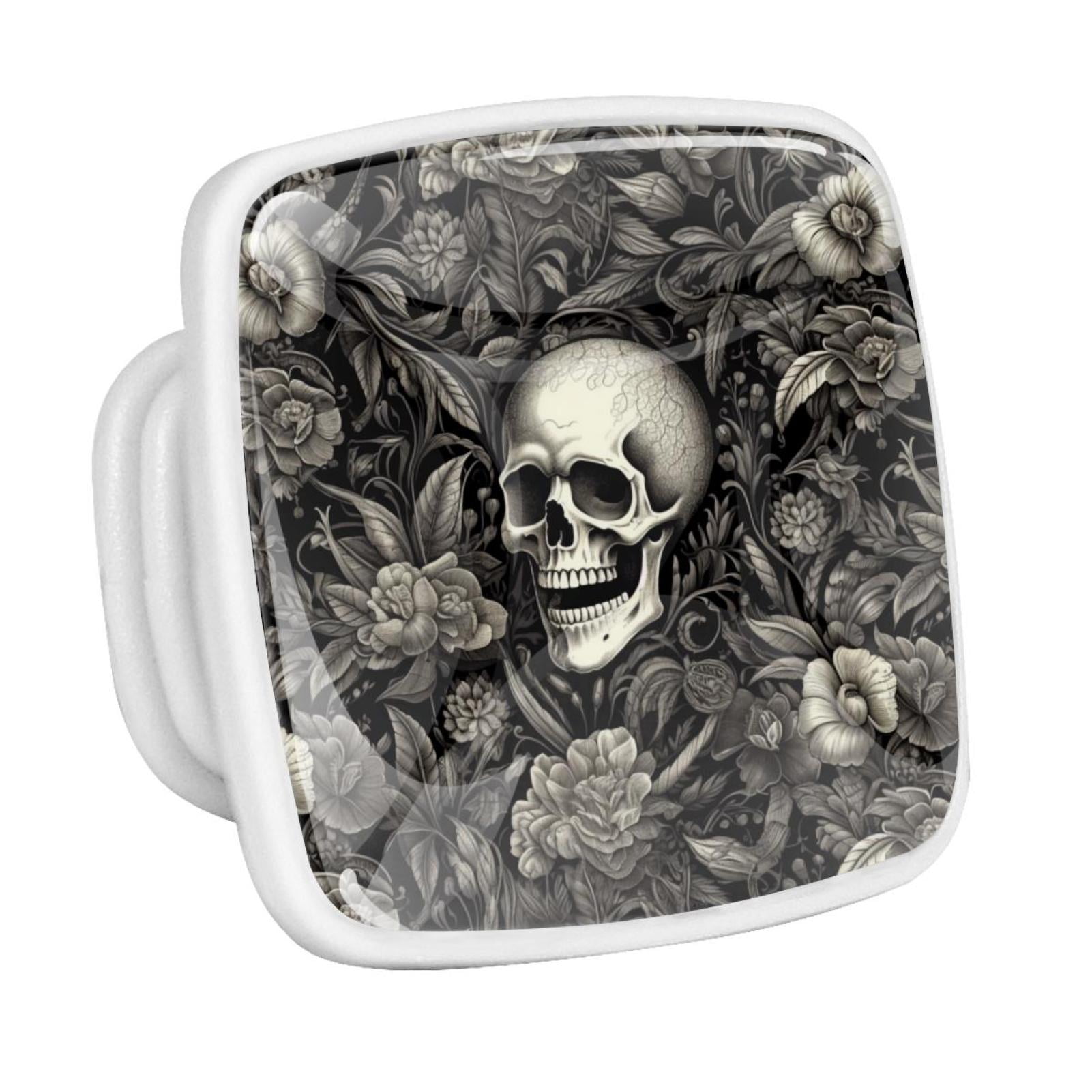 Skull Fluorescent Drawer Pulls with Screws Square 4-Pack Glow Dark ...