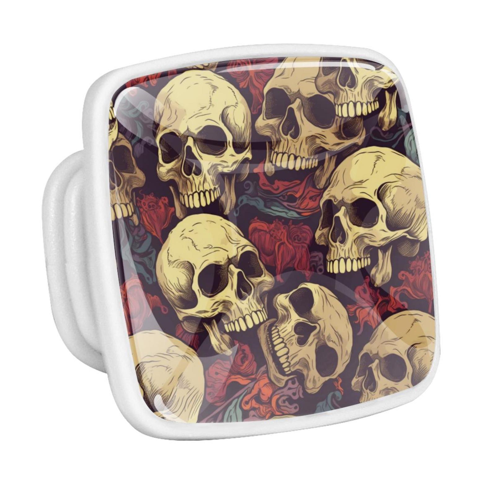 Skull Fluorescent Drawer Pulls with Screws Square 4-Pack Glow Dark ...