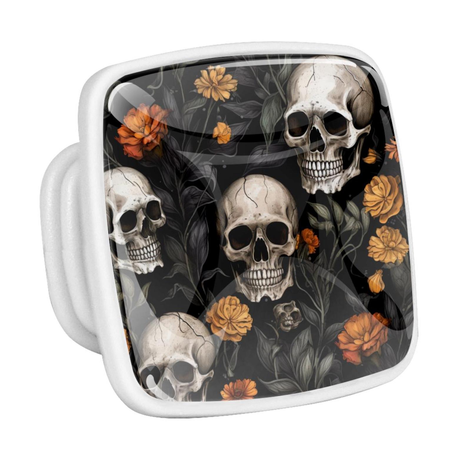 Skull Fluorescent Drawer Pulls with Screws Square 4-Pack Glow Dark ...