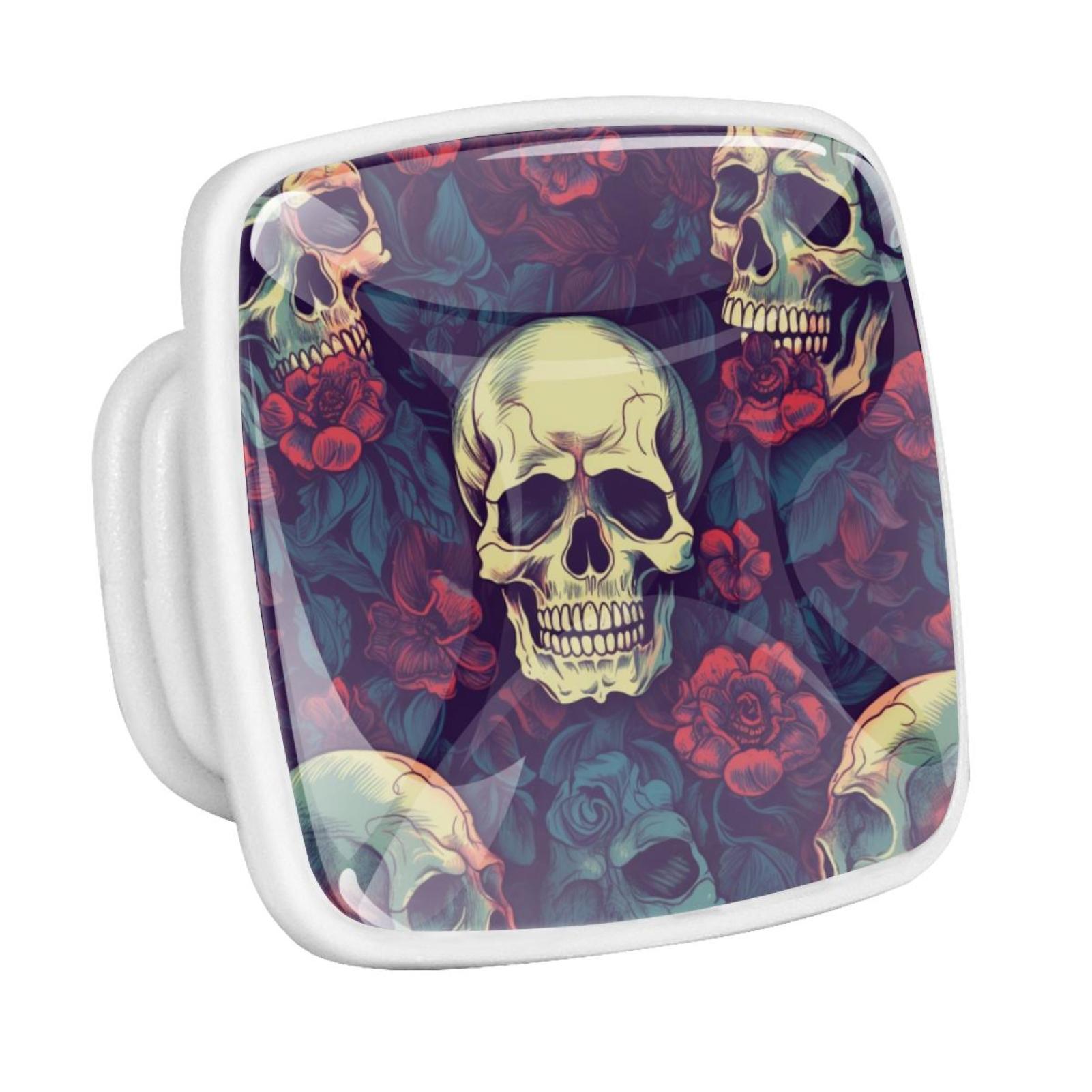 Skull Fluorescent Drawer Pulls with Screws Square 4-Pack Glow Dark ...