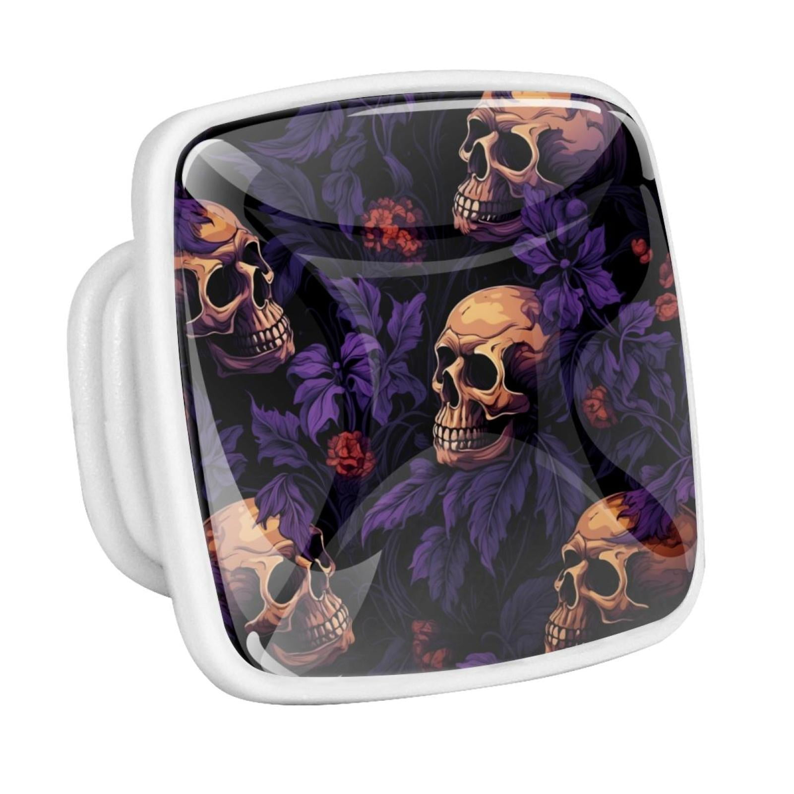 Skull Fluorescent Drawer Pulls with Screws Square 4-Pack Glow Dark ...