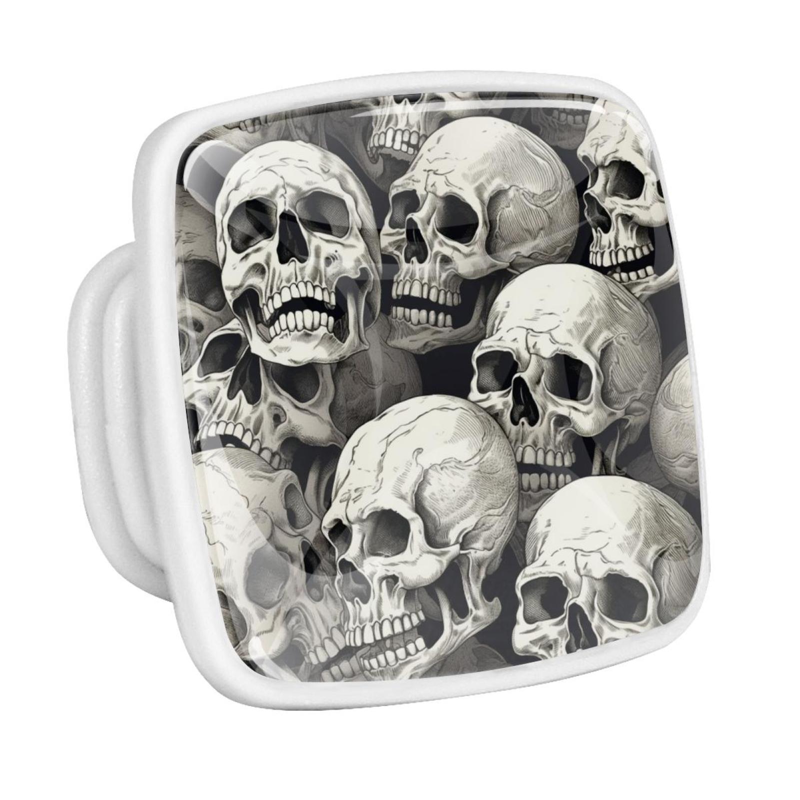 Skull Fluorescent Drawer Pulls with Screws Square 4-Pack Glow Dark ...