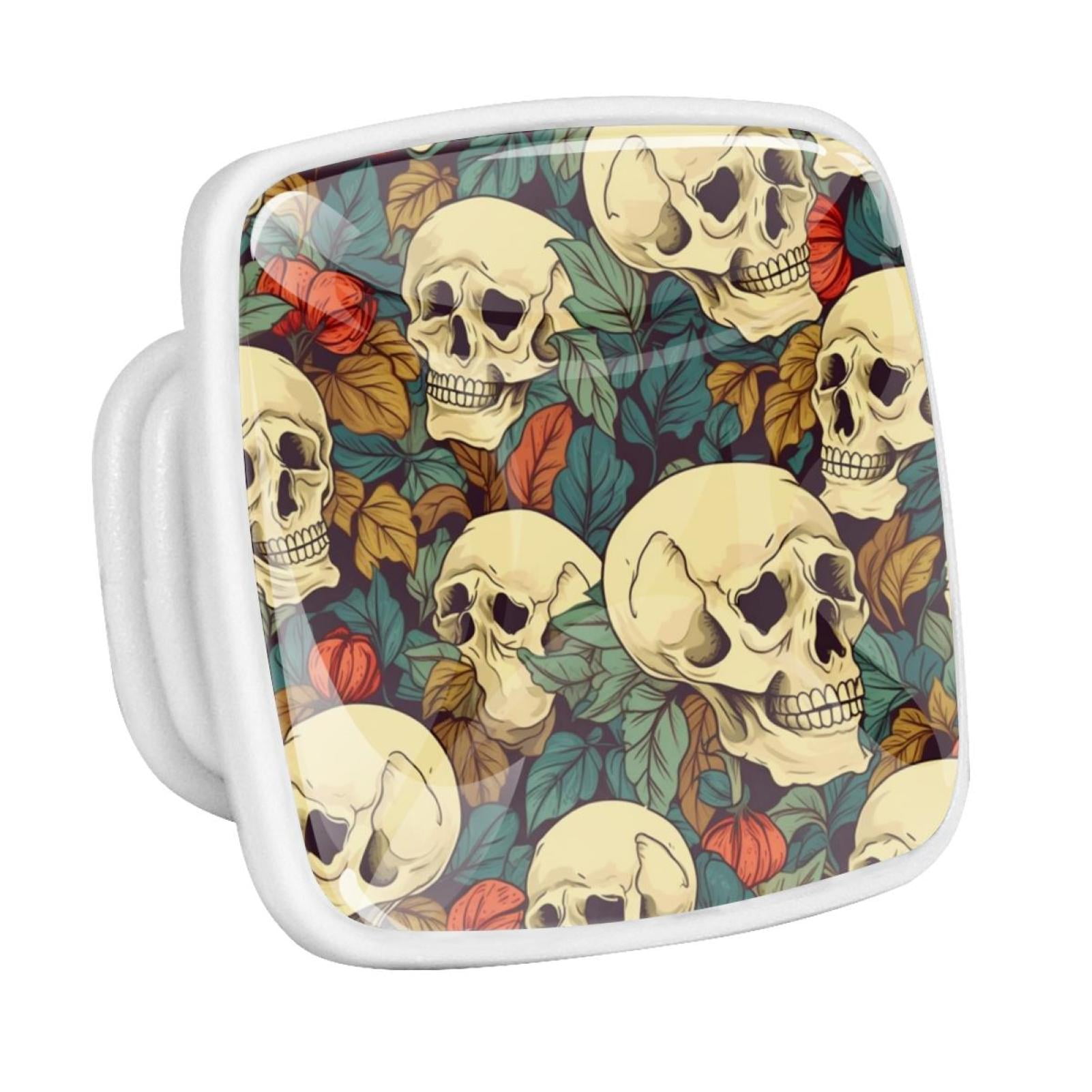 Skull Fluorescent Drawer Pulls with Screws Square 4-Pack Glow Dark ...