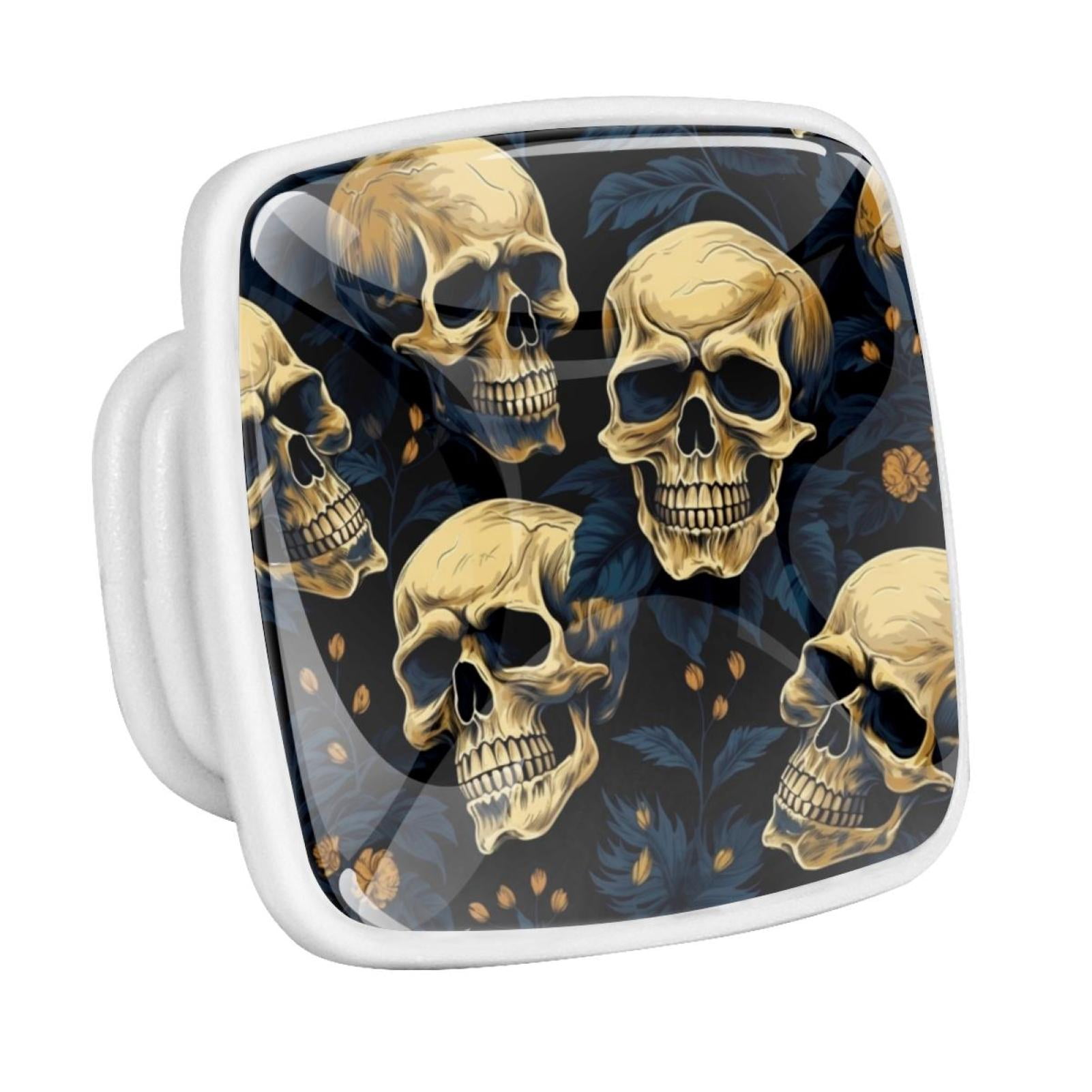 Skull Fluorescent Drawer Pulls with Screws Square 4-Pack Glow Dark ...