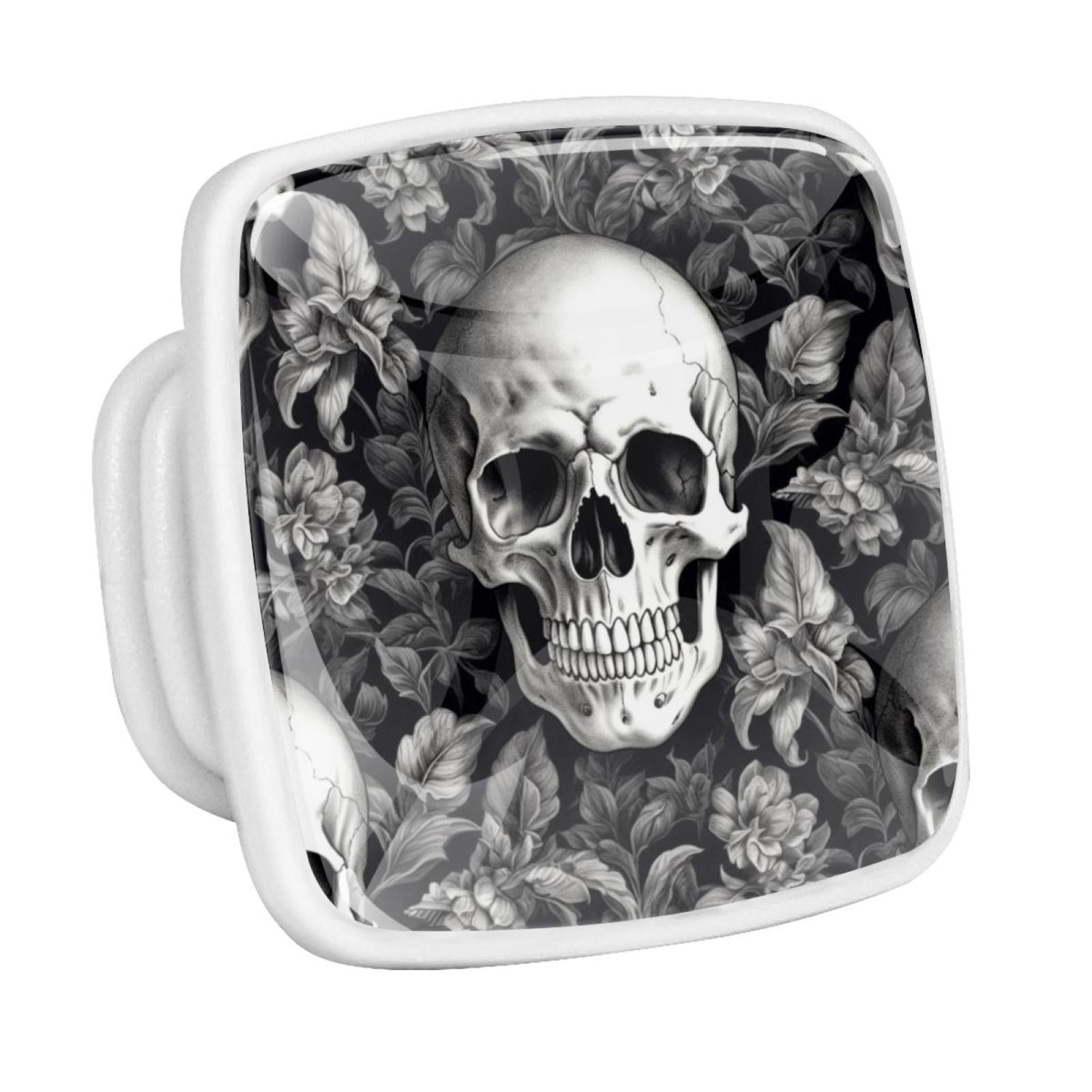 Skull Fluorescent Drawer Pulls with Screws Square 4-Pack Glow Dark ...