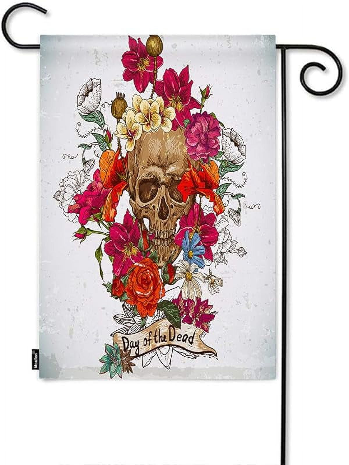 Skull Garden Flag Gothic Flower Skeleton Mexico Day Of The Dead ...