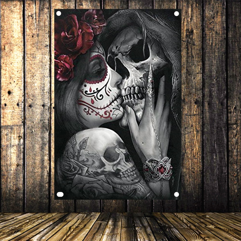 Skull And Girl Chicano Tattoo Art Posters and Prints Wall Chart ...