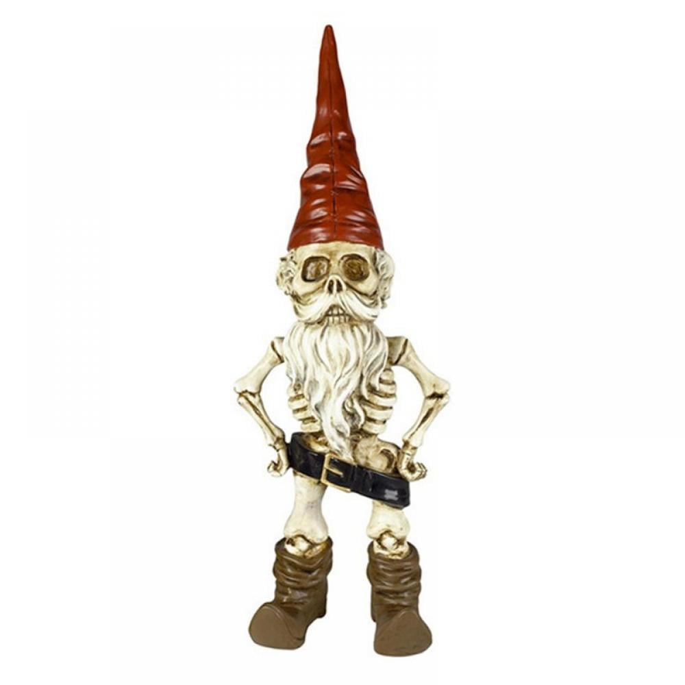 Skull Gnome Garden Statue Skull Sculpture Halloween Decoration Garden ...