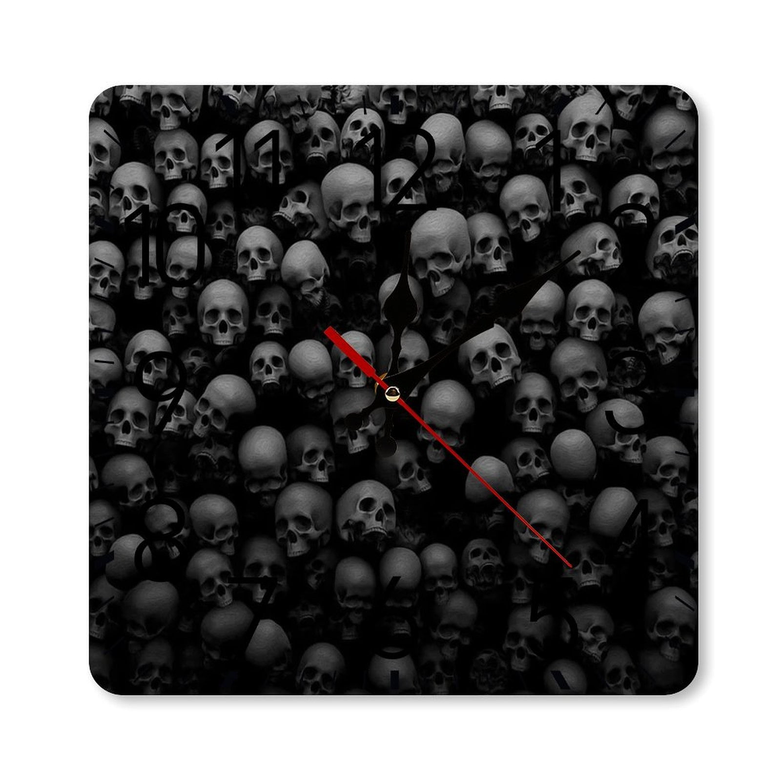 Skull Goth Skull Art Wall Clock Silent Non-Ticking For Home Office ...